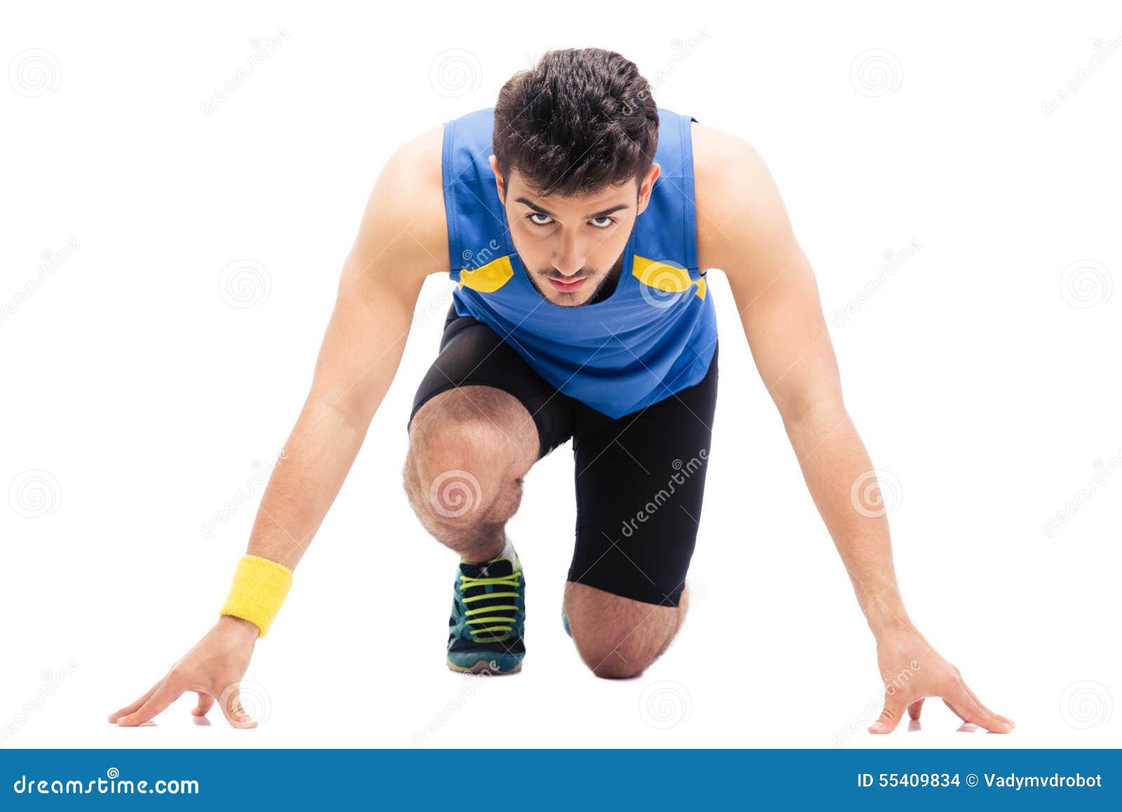 Sports Man Getting Ready To Run Stock Photo - Image of healthy, muscle ...