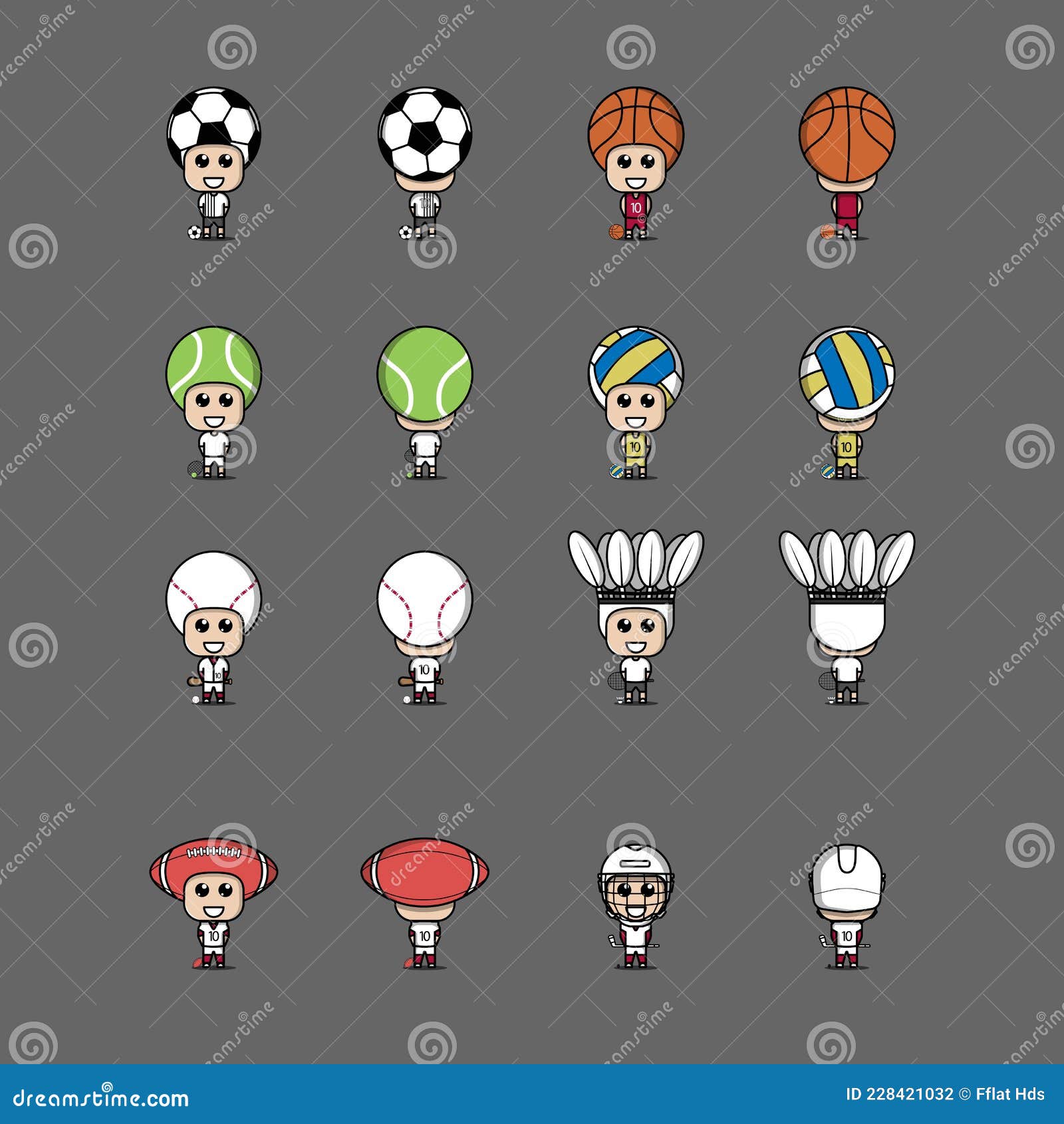 Sports mascot bundle stock vector. Illustration of isolated - 228421032
