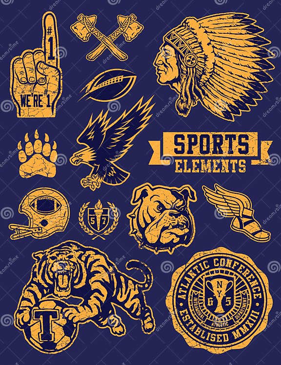 Sports Mascots and Logo Vector Set Stock Vector - Illustration of round ...