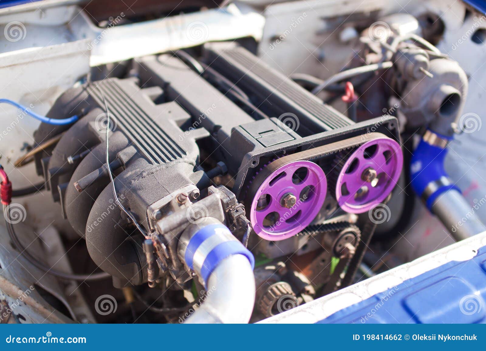 Sports Motor Intake Elements Close Up on a Sports Car Stock Photo ...