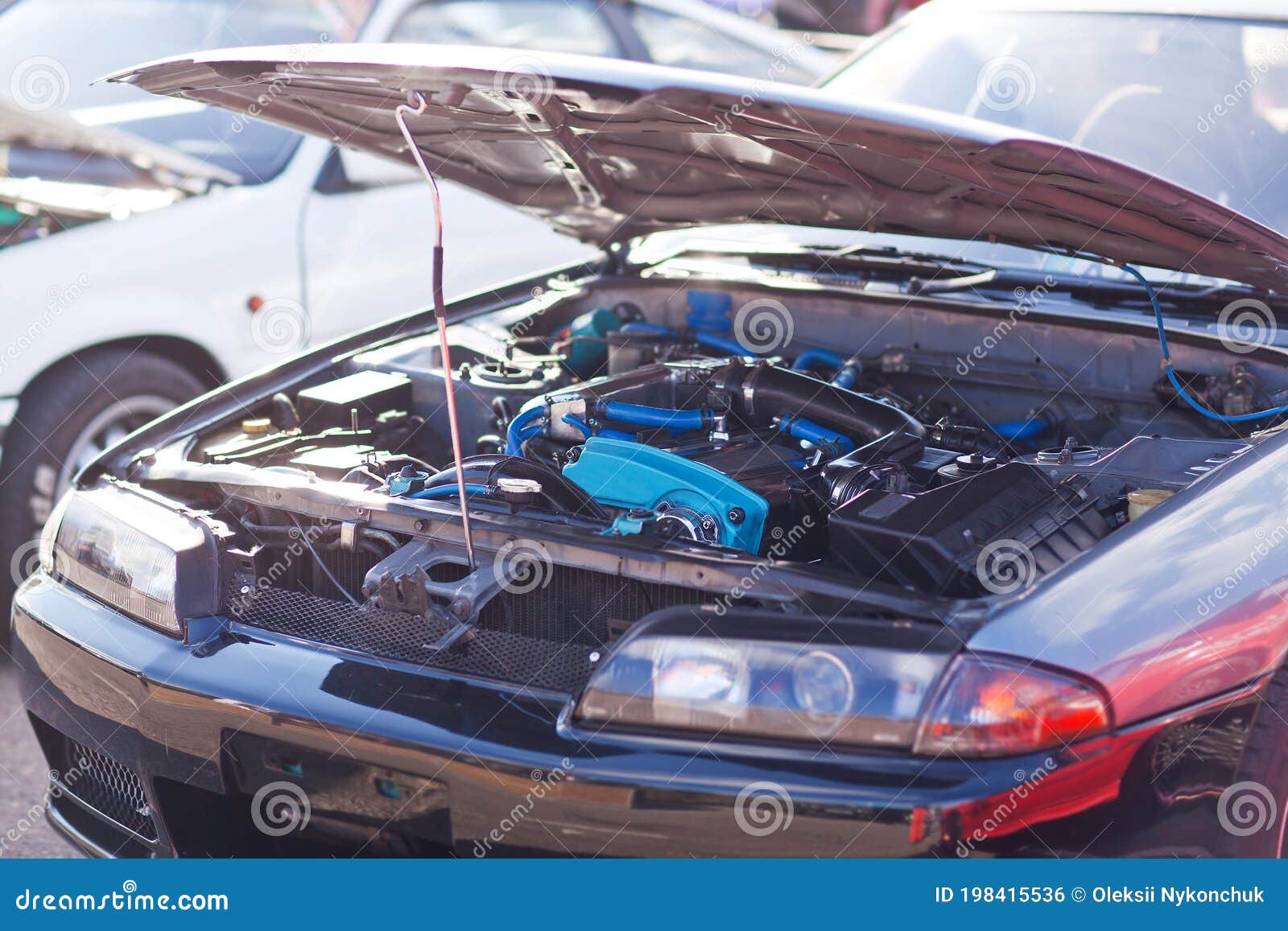 Sports Motor Intake Elements Close Up on a Sports Car Stock Photo ...