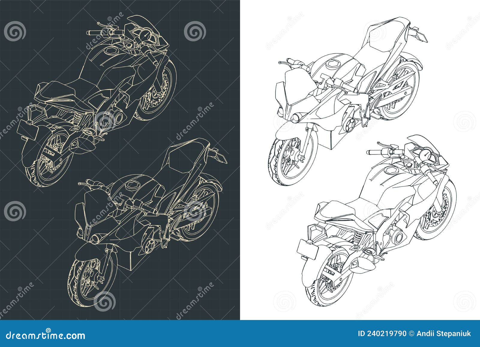 Sports Motorcycle Isometric Blueprints Stock Vector - Illustration of ...
