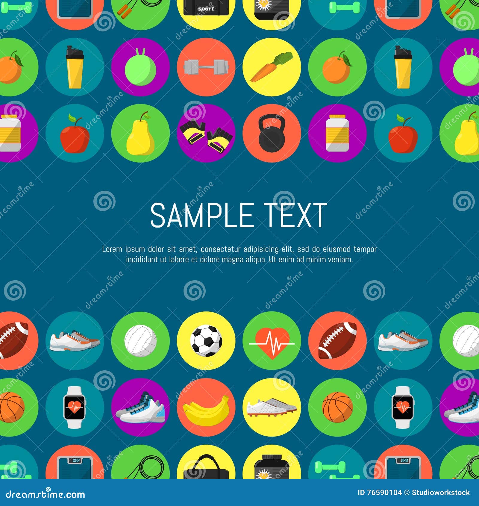 Sports and Nutrition Seamless Pattern Stock Vector - Illustration of ...