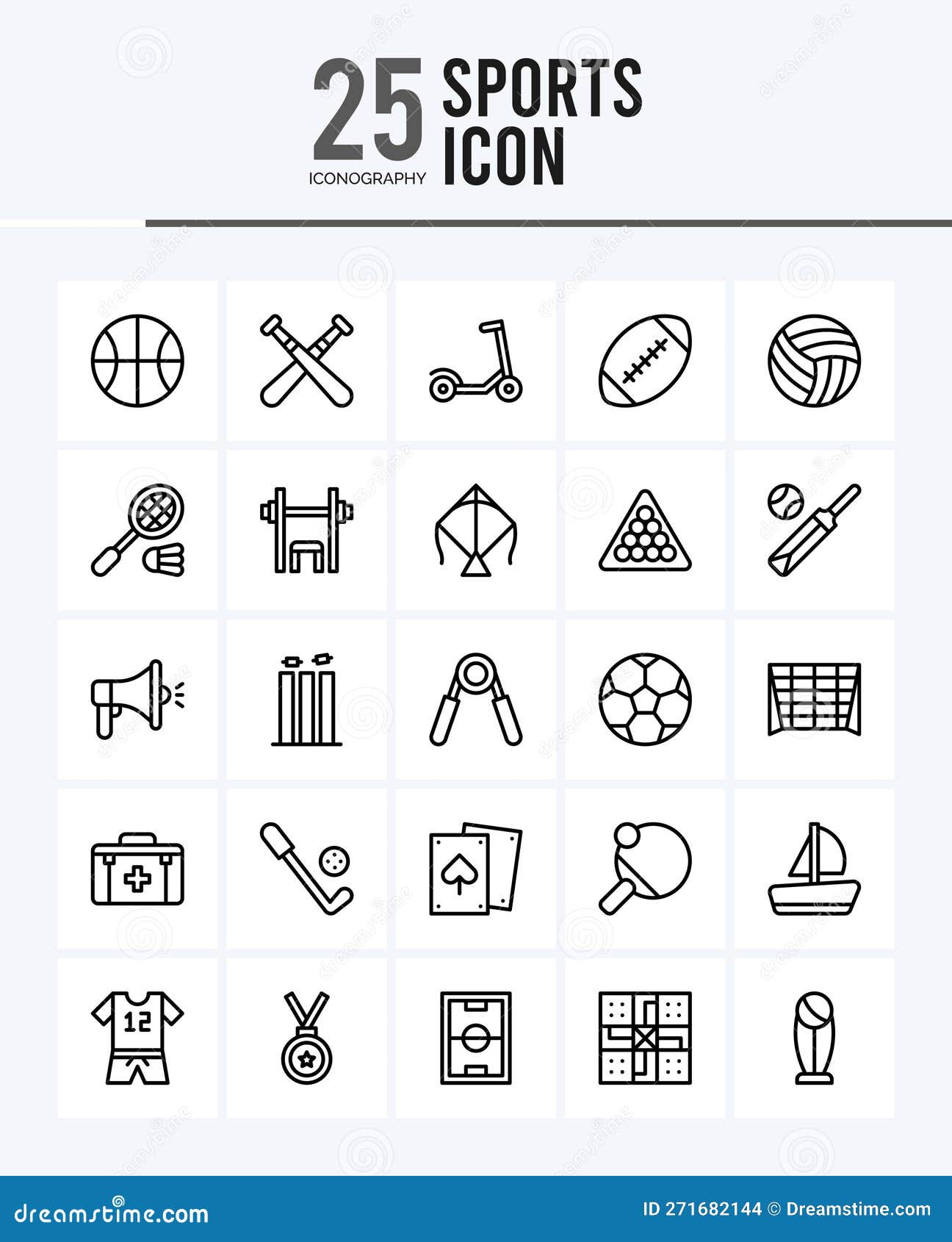 25 Sports Outline Icons Pack Vector Illustration Stock Vector ...