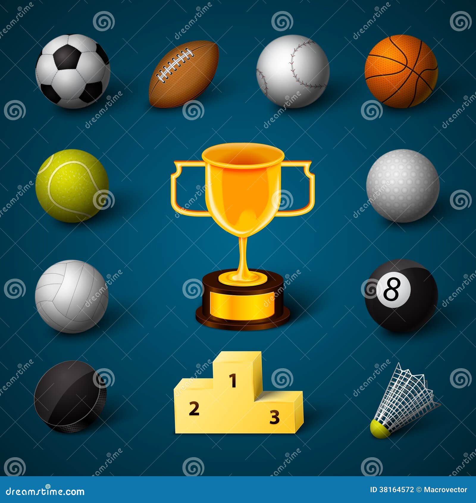 Sports Realistic Icons Set stock vector. Illustration of baseball ...