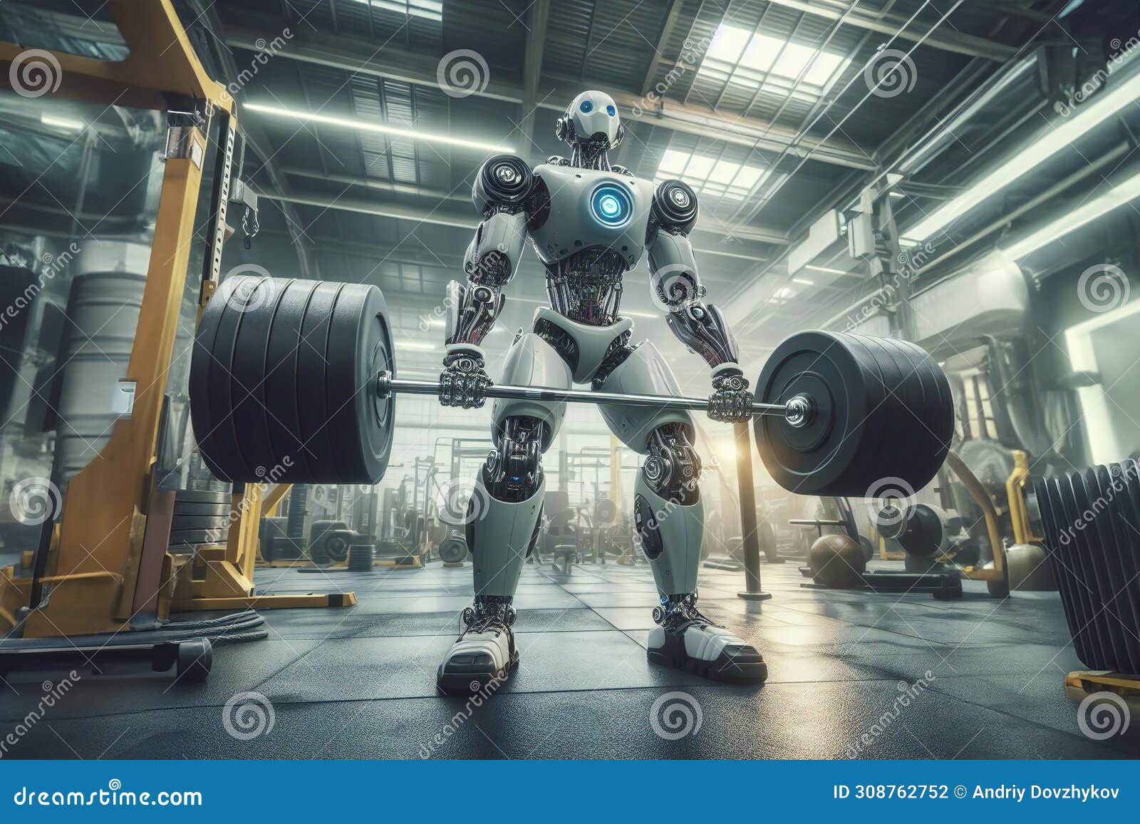 A Sports Robot Performs Bent-over Rows with a Heavy Weight Barbell ... A Sports Robot Performs Bent-over Rows with a Heavy Weight Barbell ...