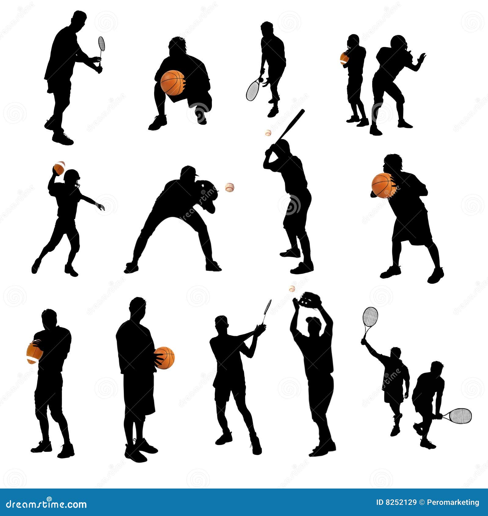 Sports silhouettes stock illustration. Image of black - 8252129