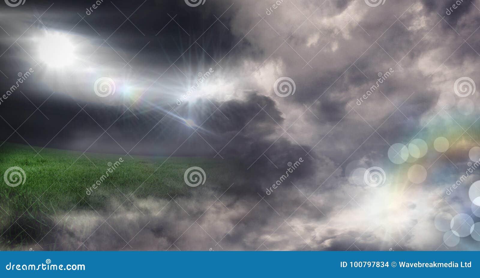 Sports Stadium Lights Transition Effect with Sky Clouds Stock Photo ...