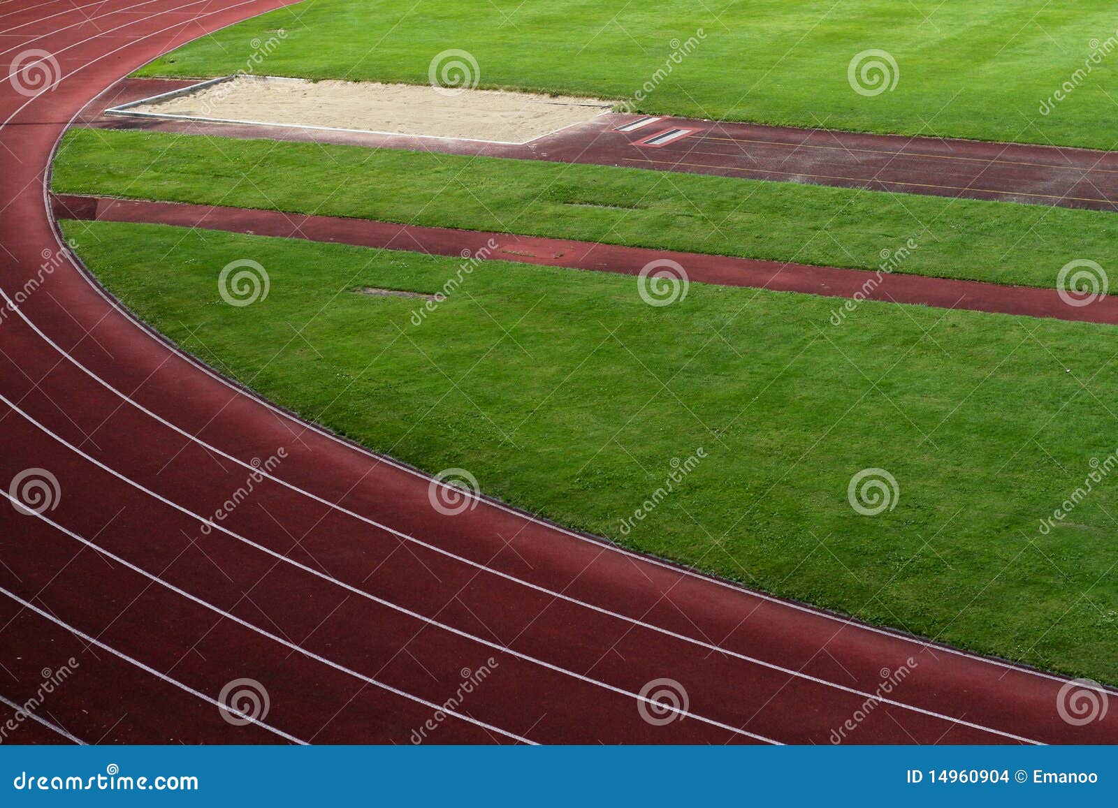 Sports Stadium with Race Tracks and Long Jump Pit Stock Photo - Image ...