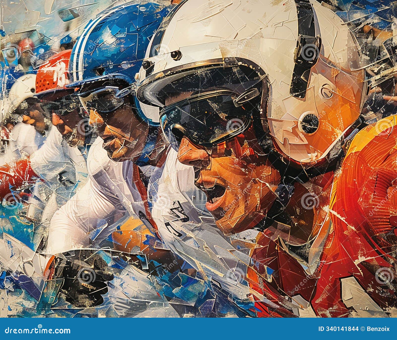 A Sports Team Collage with Action Shots and Team Logos Stock Photo ...