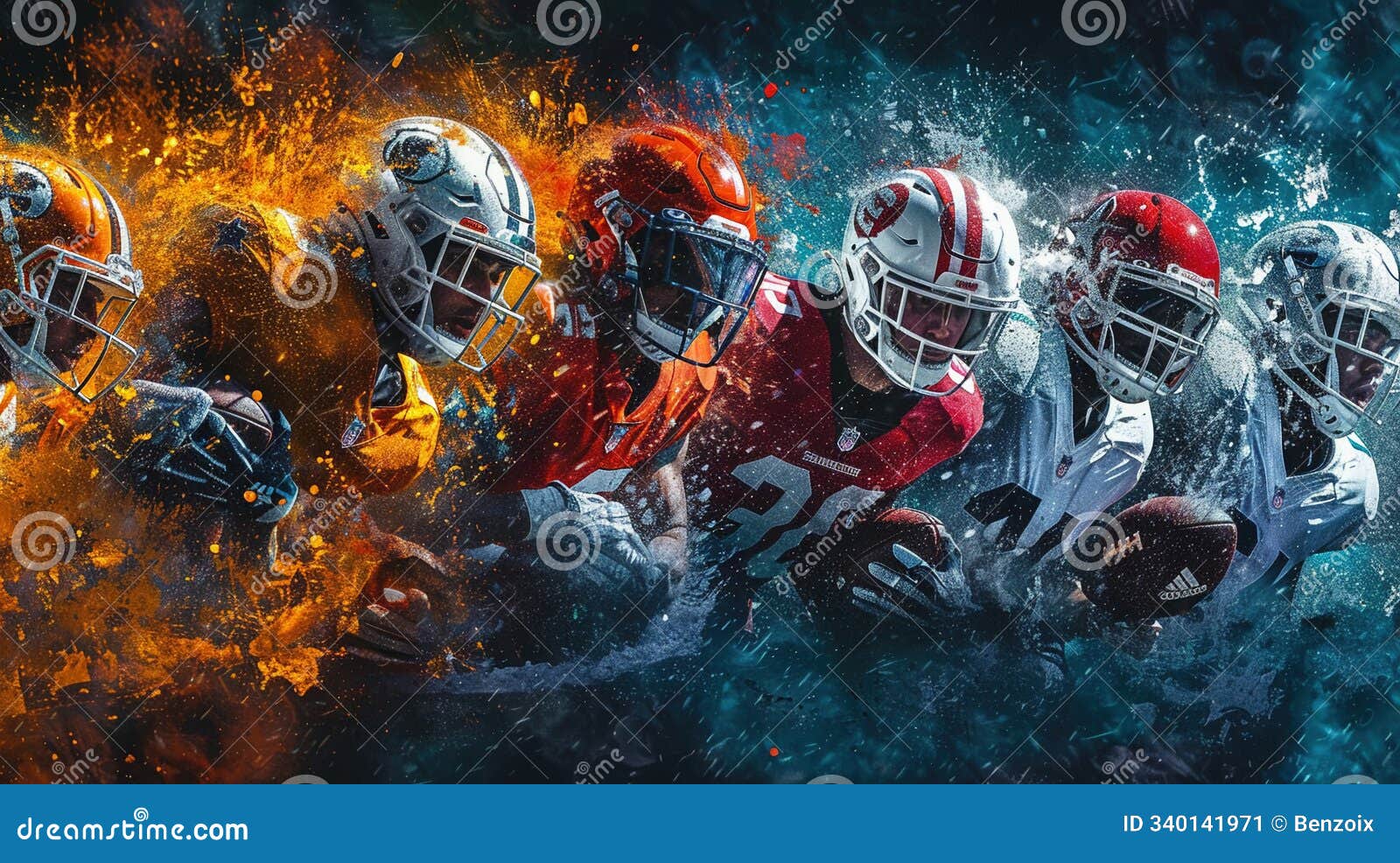 A Sports Team Collage with Action Shots and Team Logos Stock Image ...