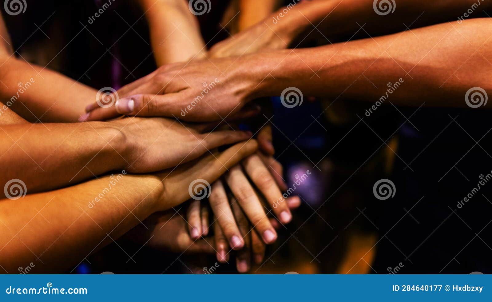 Team Showing Unity with Their Hands Together Stock Image - Image of ...