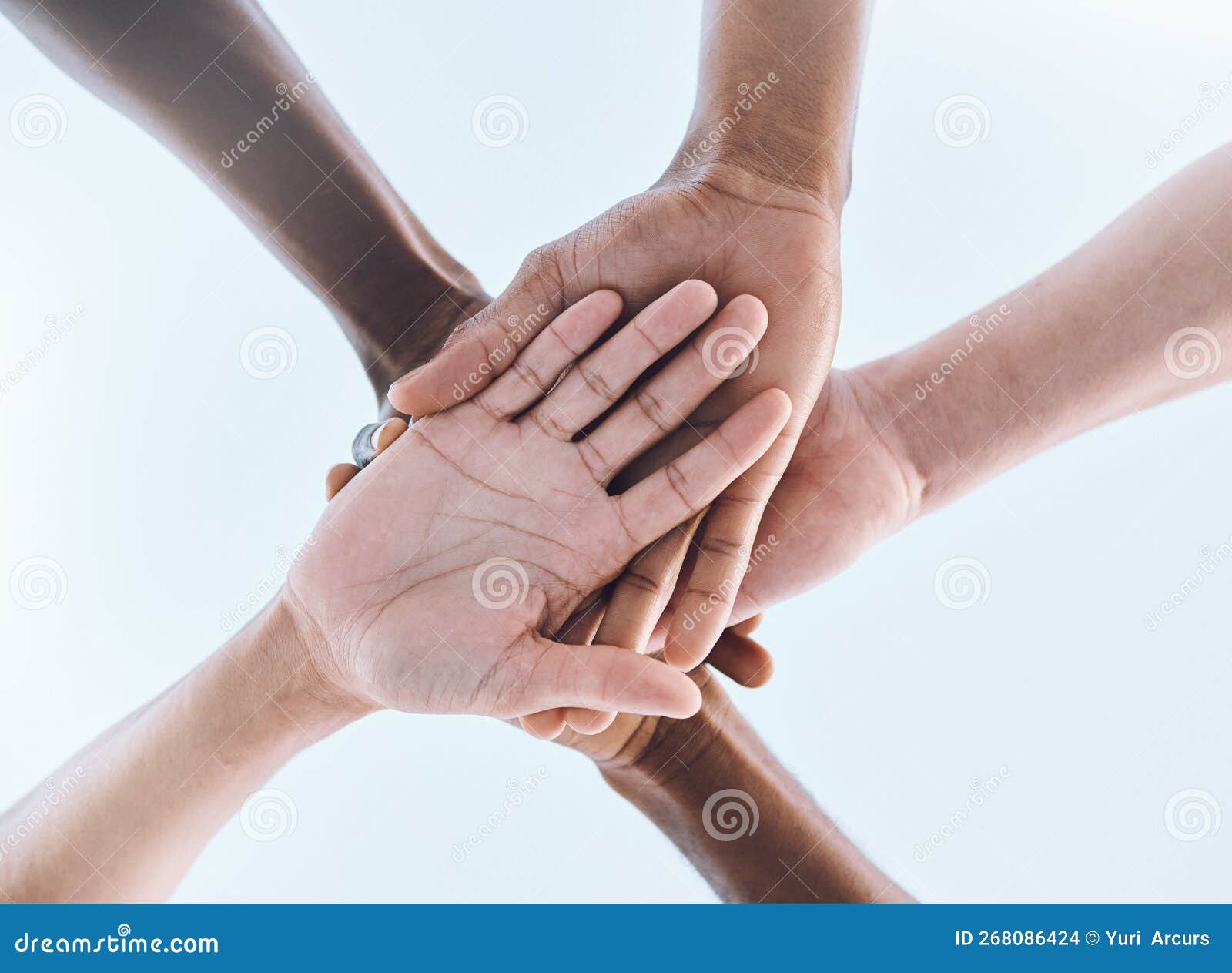 Sports, Teamwork and Stack of Hands for Support, Motivation and ...