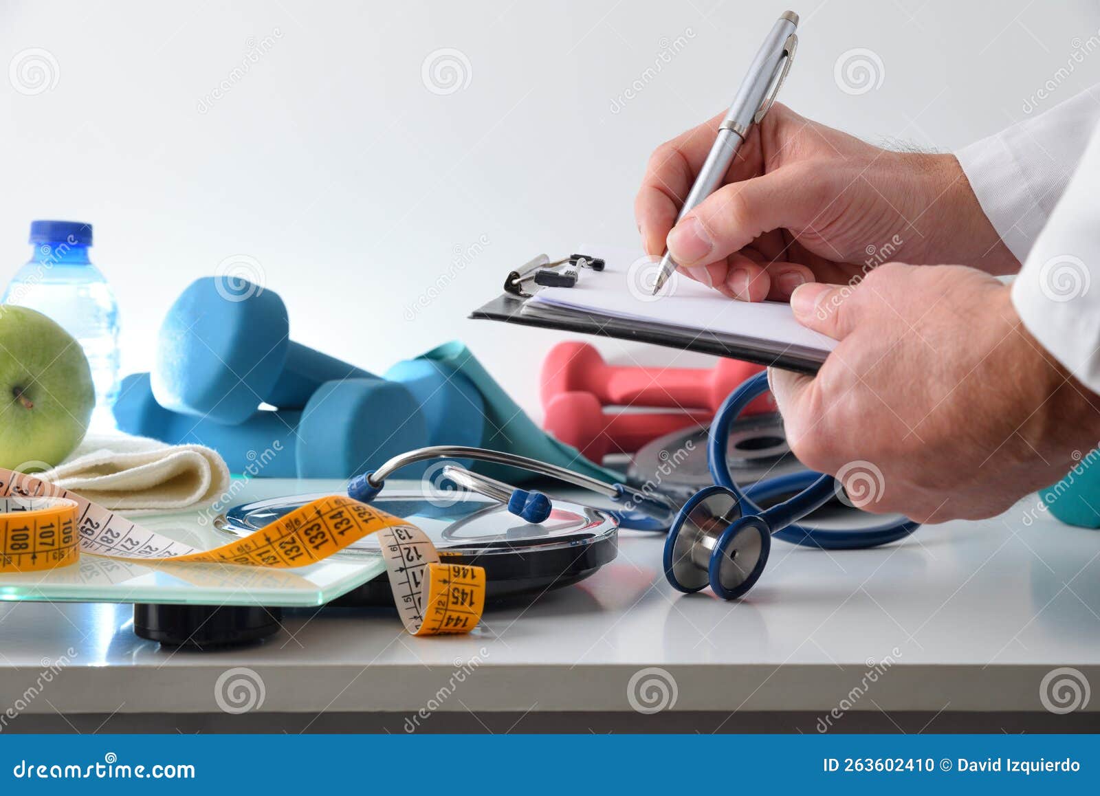 Sports Technical Doctor Taking Notes with Measuring and Sport ...