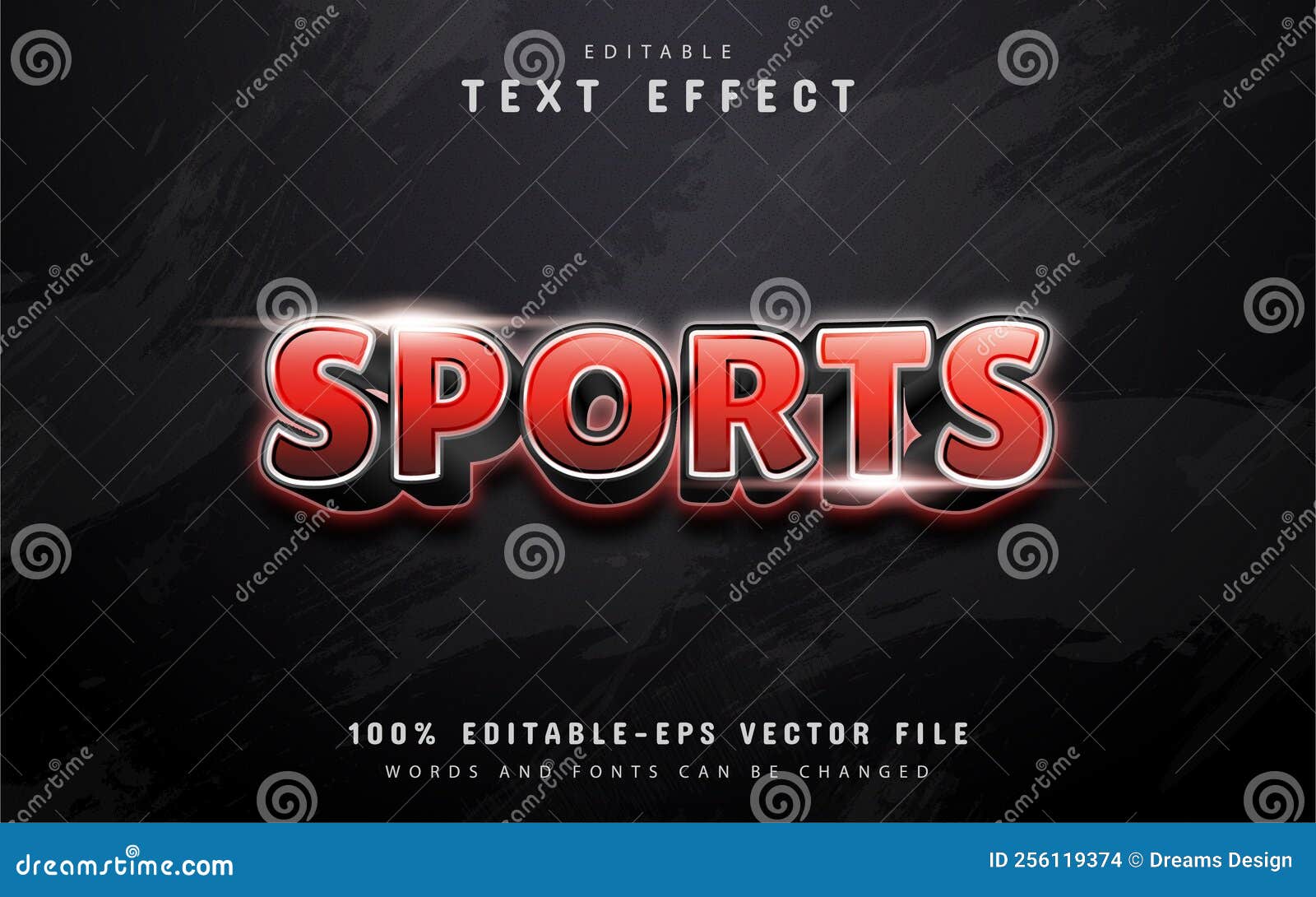 Sports Text, Red Gradient Text Effect Stock Vector - Illustration of ...