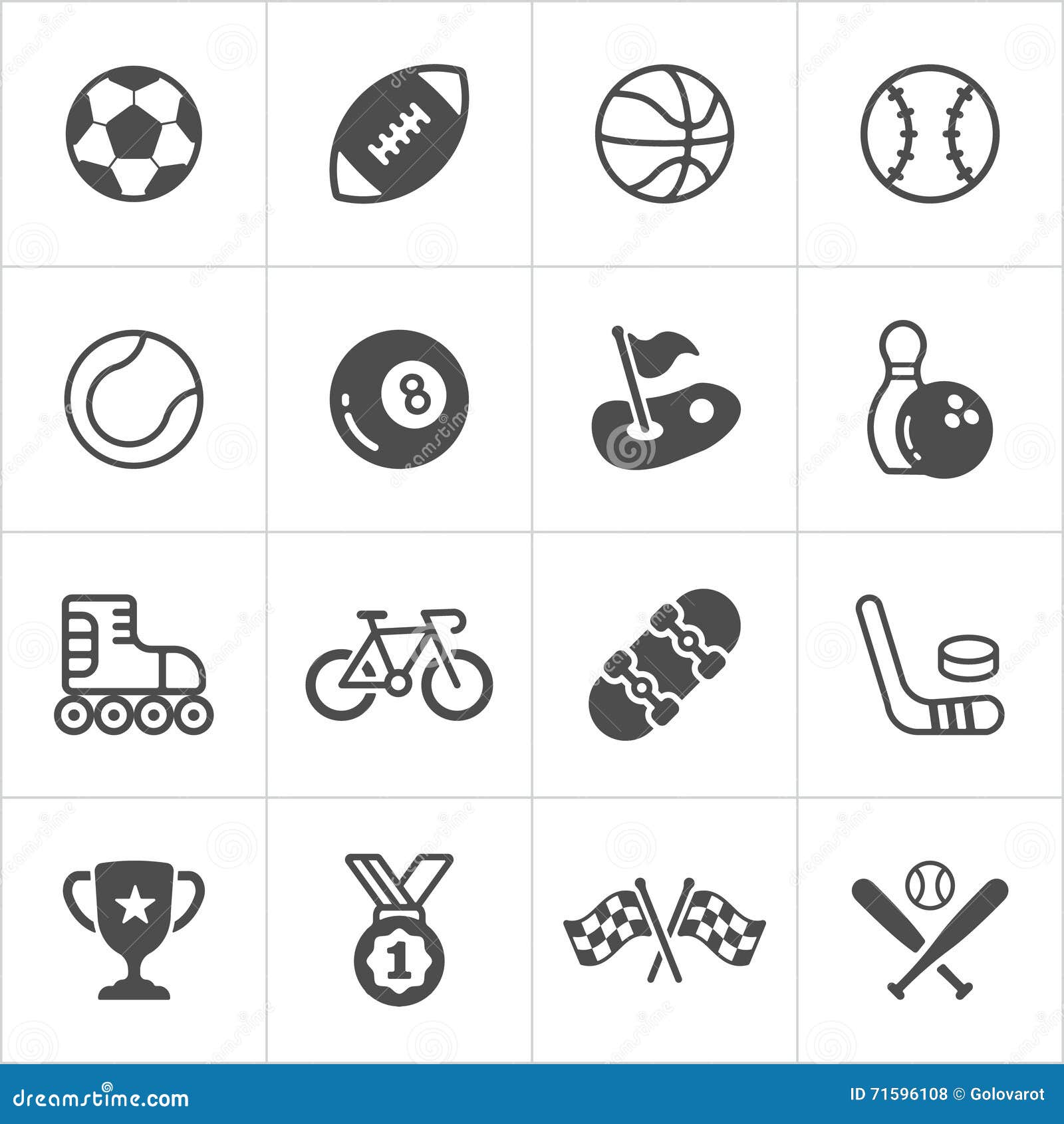 Sports Trendy Flat Icons. Vector Stock Vector - Illustration of trophy ...