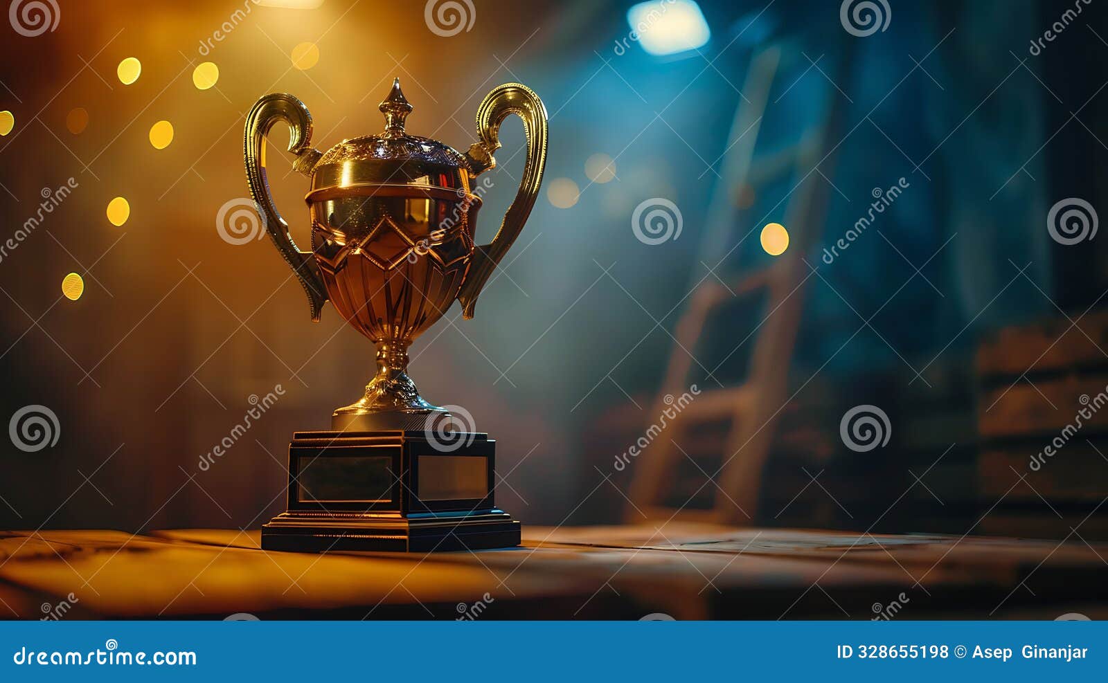 Sports Trophy with Dramatic Lighting Stock Illustration - Illustration ...