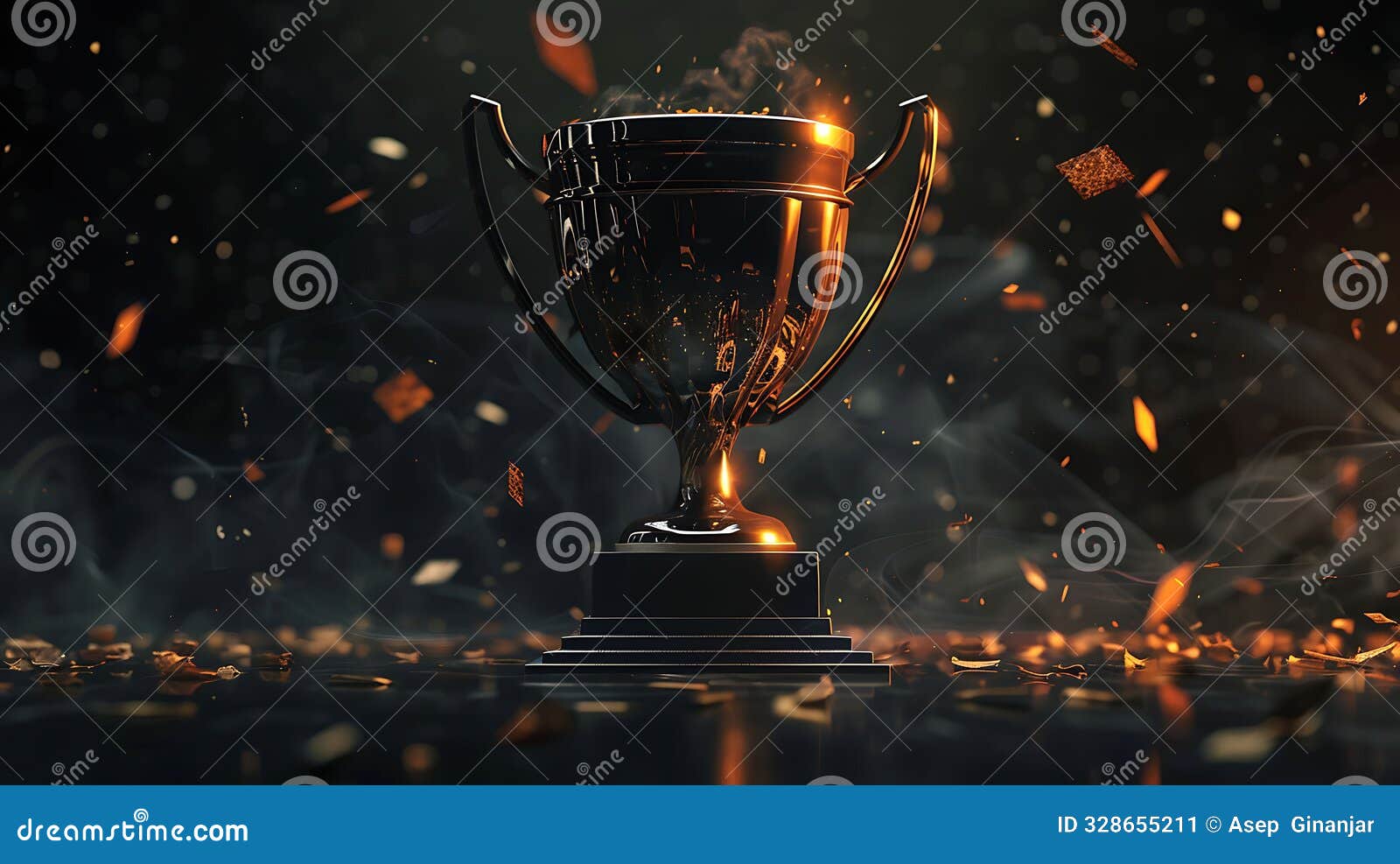 Sports Trophy with Dramatic Lighting Stock Illustration - Illustration ...