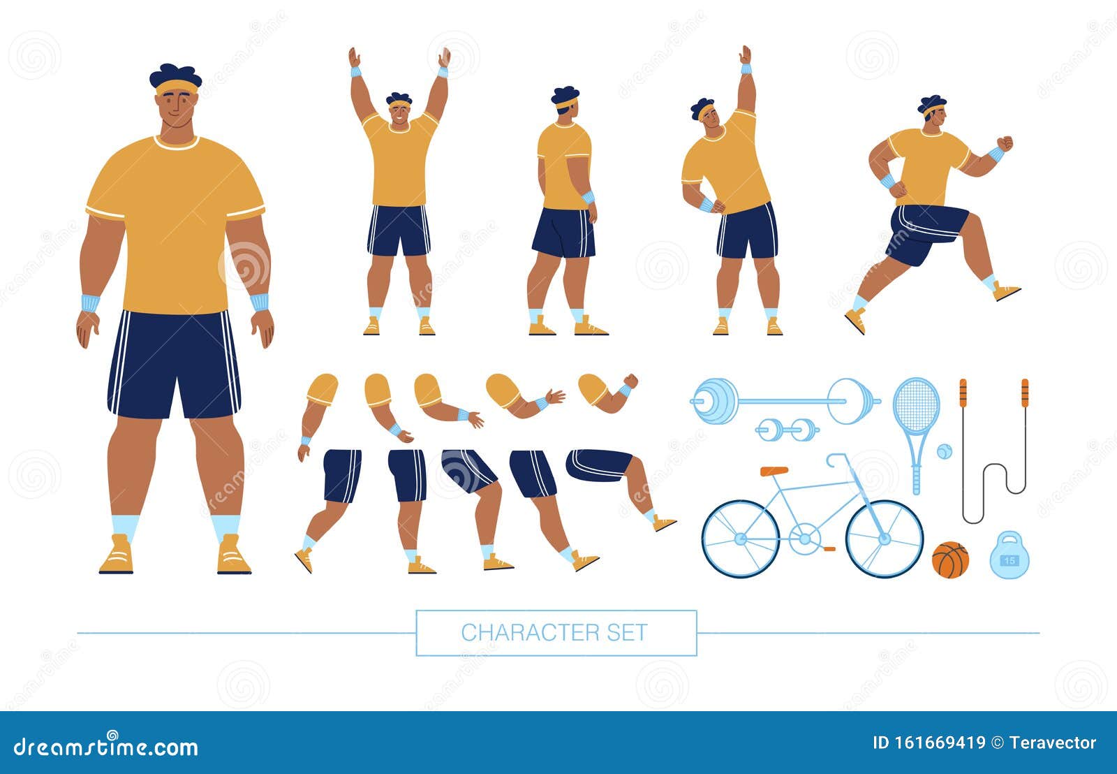 Sportsman Character Constructor Flat Vector Set Stock Vector ...