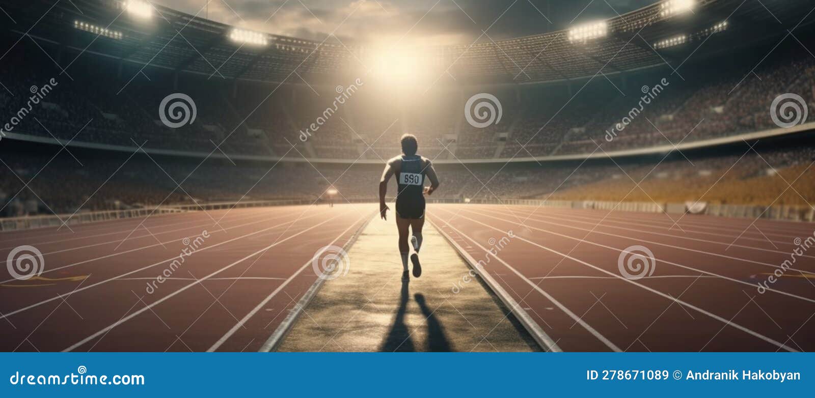 Sportsman in the Running Stadium. Generative Ai Stock Illustration ...