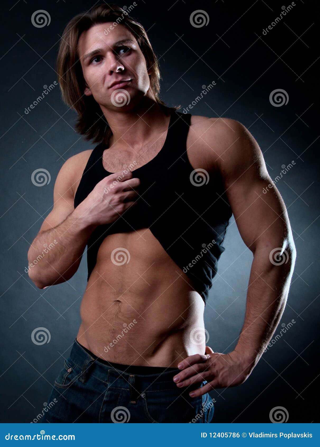 Sportsman Showing Abdominal Muscles Stock Photo - Image of abdominal ...