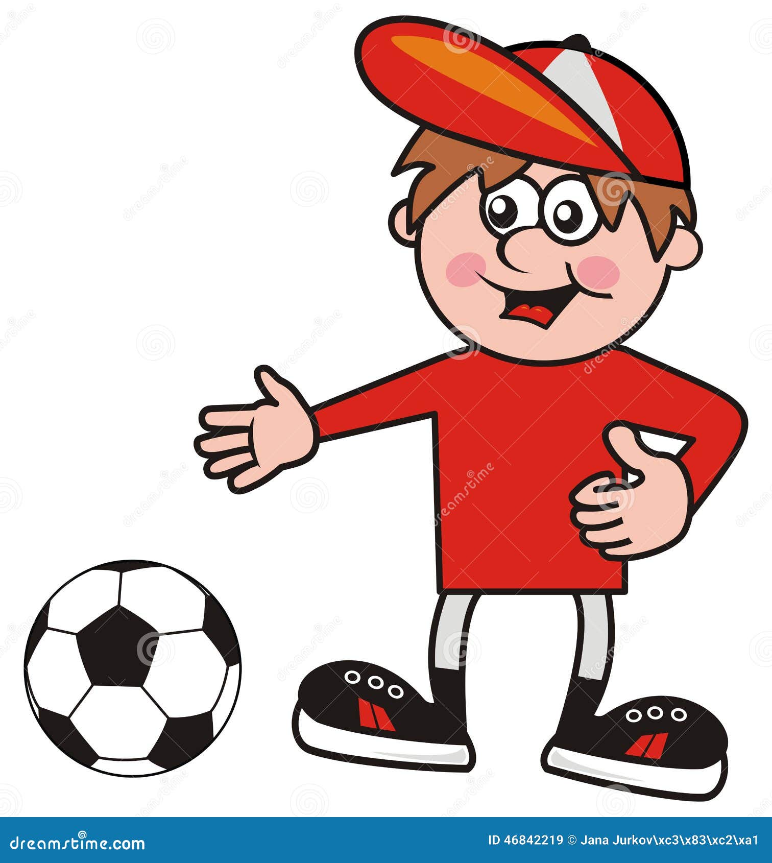 Sportsman, Man and Soccer Ball, Cartoon, Funny Vector Illustration, Eps ...