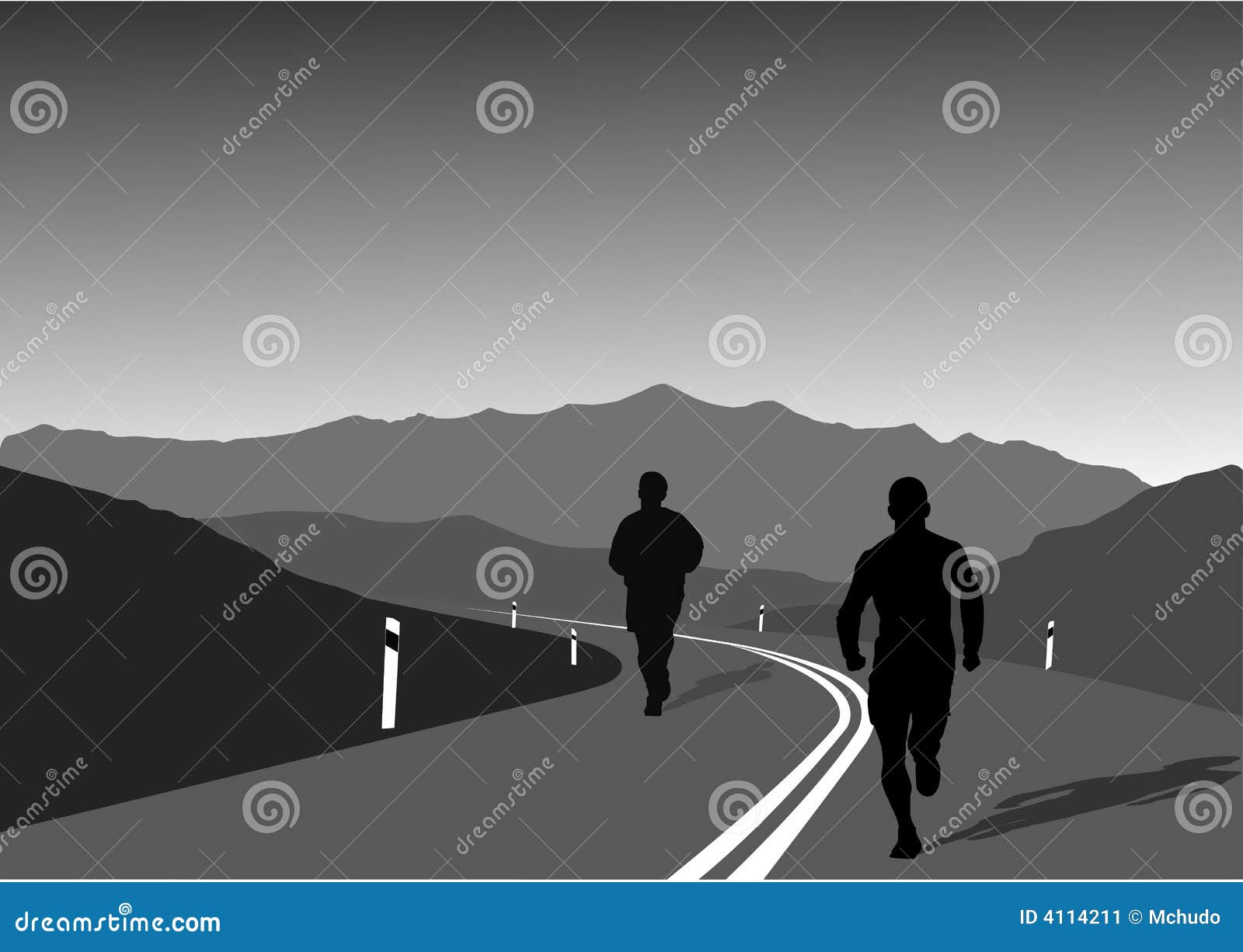 Sportsmen Running on Mountain Stock Vector - Illustration of athlete ...