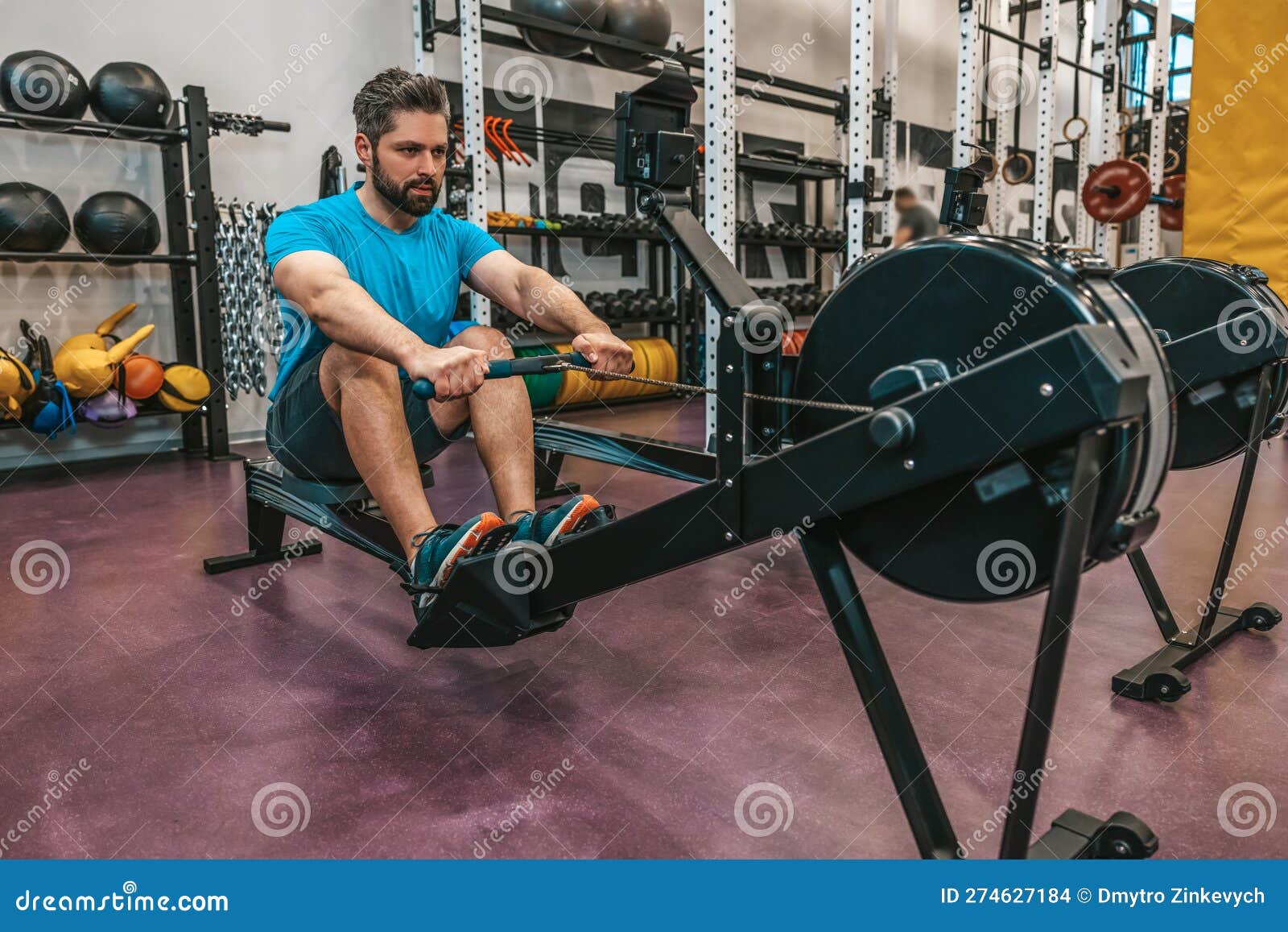 Sportsperson in a Gym Pulling Weights and Working on Core Stock Photo ...