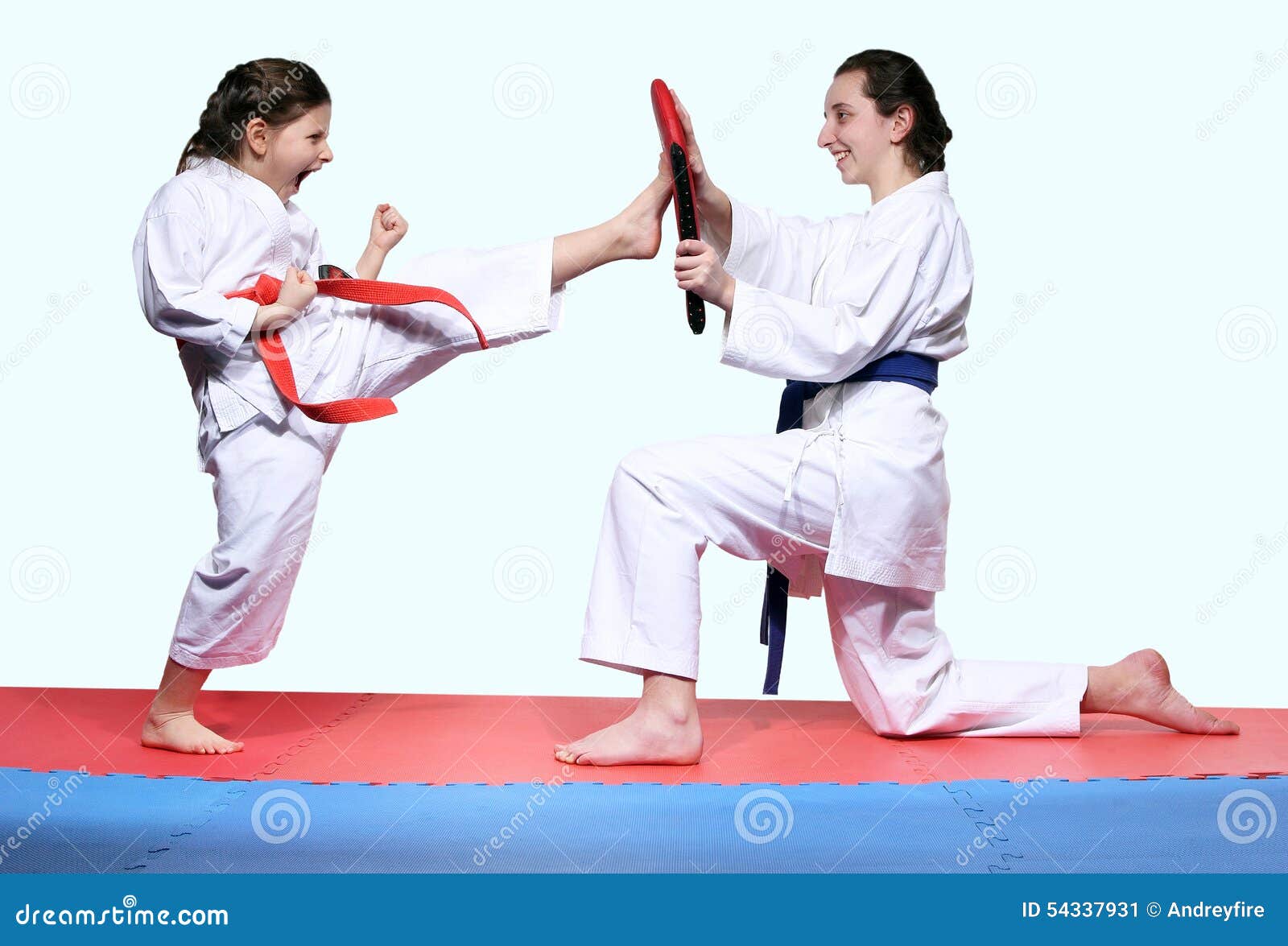 Sportswoman is Doing Kick Leg Forward on the Simulator Stock Image ...