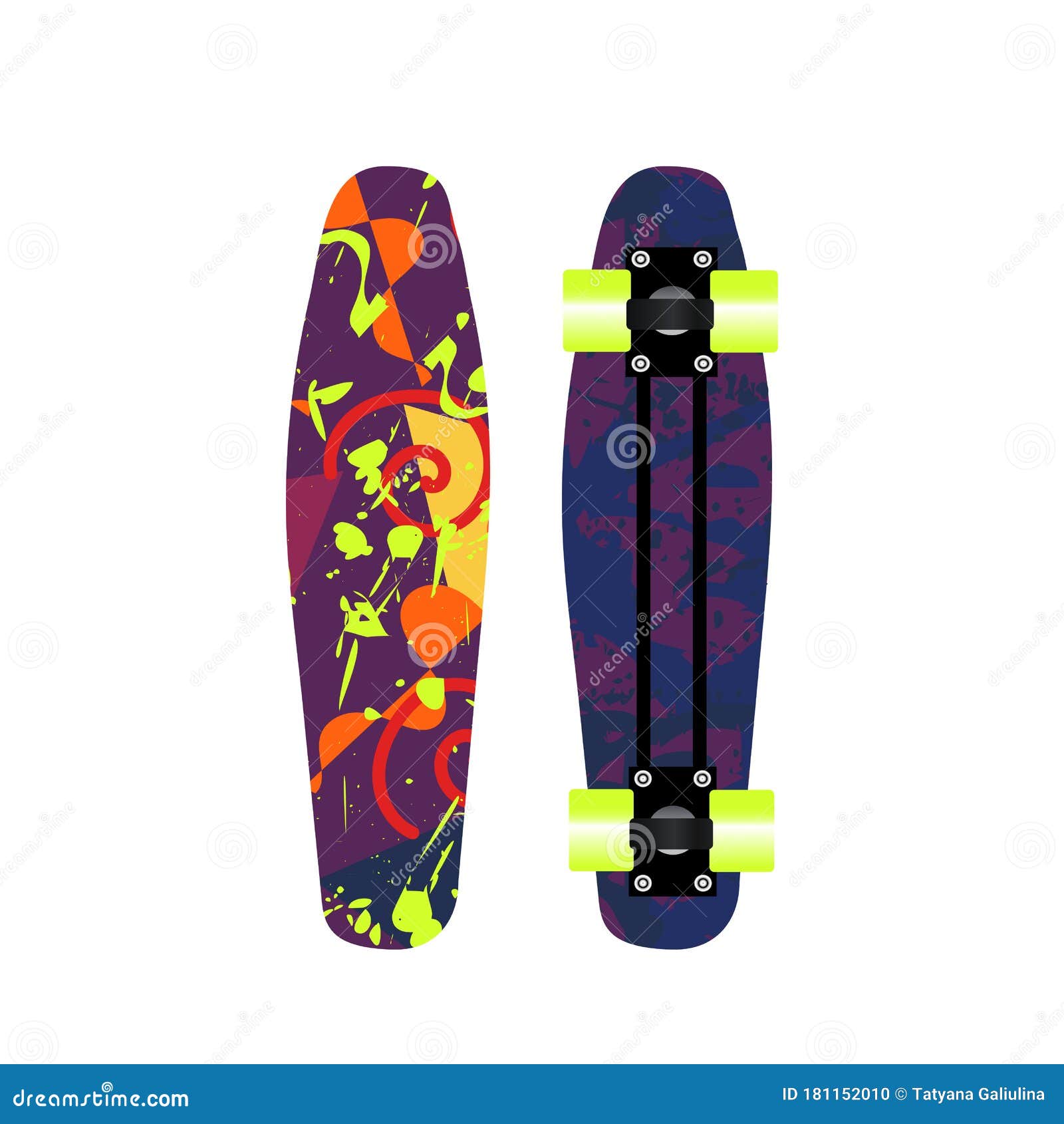 Sporty Bold Skateboard Design Isolated On White Background, Two Types ...