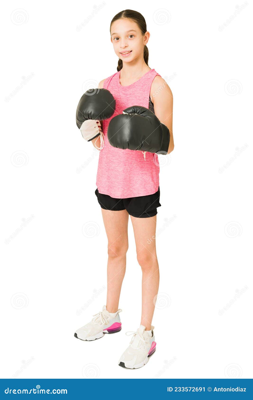 Sporty Girl Wearing Boxing Gloves Stock Image Image Of Kick Full 233572691