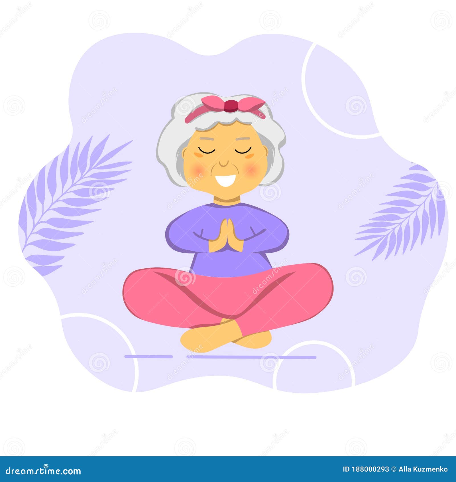 Sporty Granny Does Yoga. Old Person. Vector Colorful Cartoon ... Sporty Granny Does Yoga. Old Person. Vector Colorful Cartoon ...