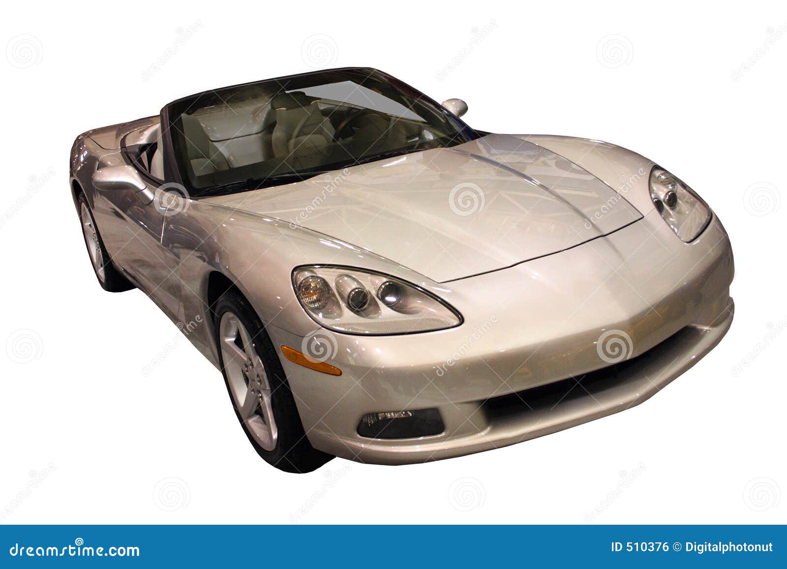 Sporty Silver Convertible Isolated Over White Stock Photo - Image of ...