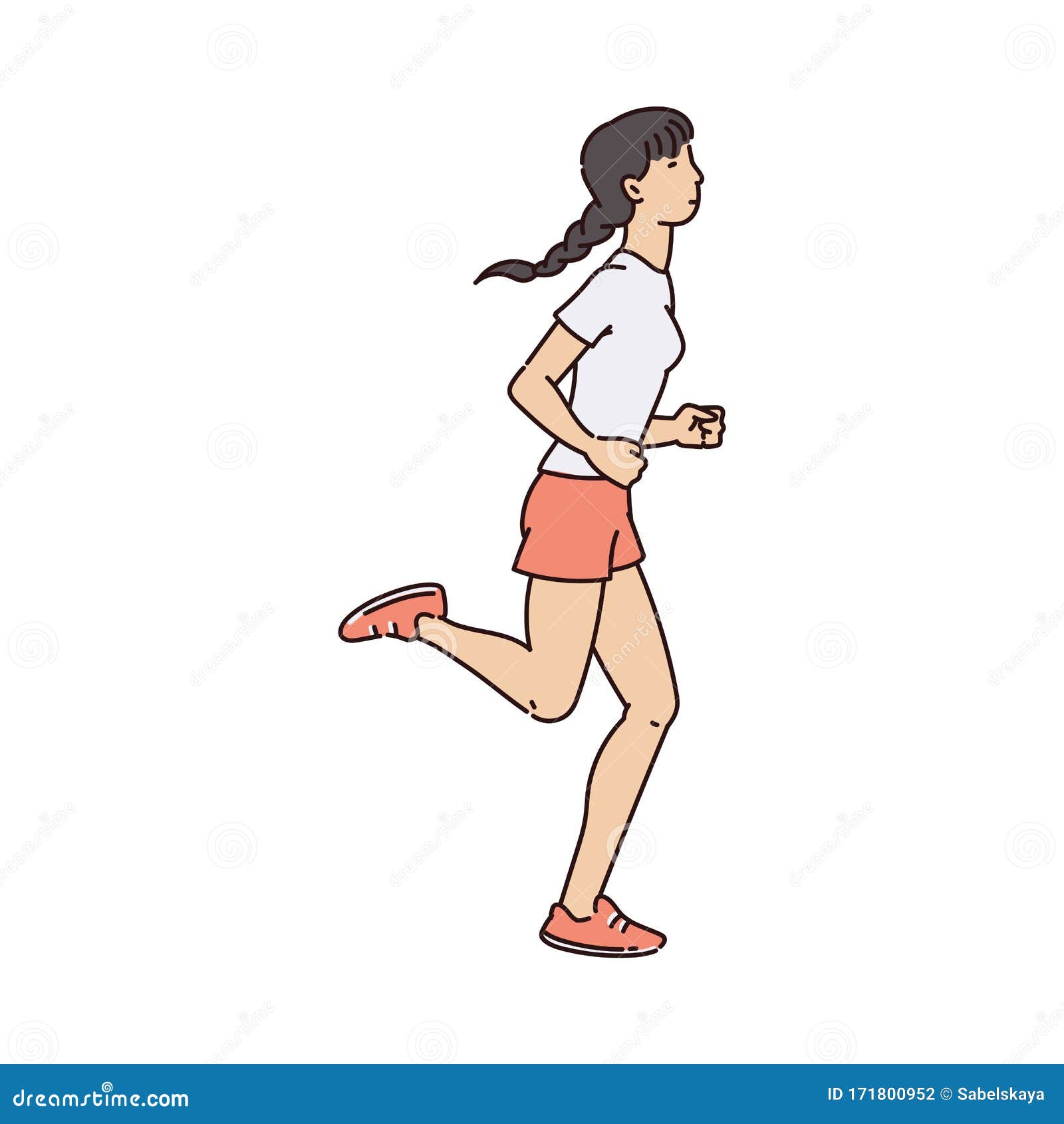 Sporty Woman Character Jogging or Running, Sketch Vector Illustration ... Sporty Woman Character Jogging or Running, Sketch Vector Illustration ...