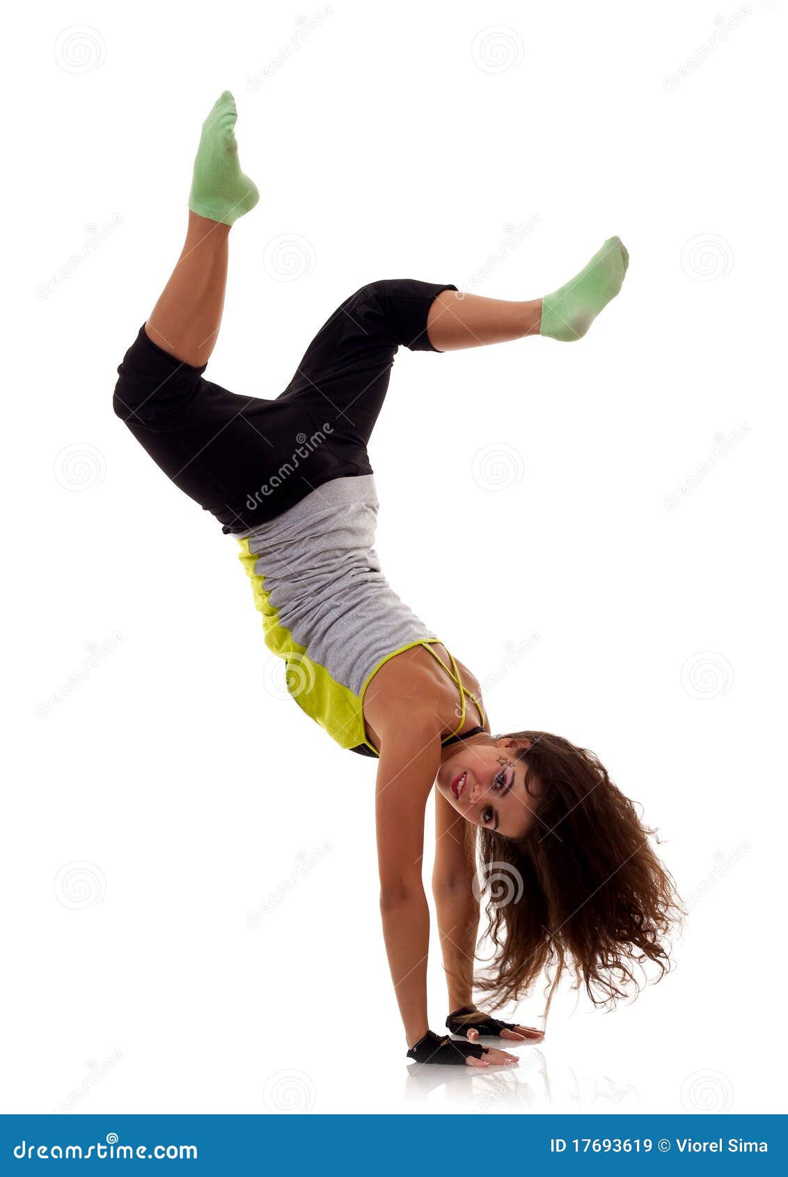 Sporty Woman Standing on Hands Stock Image - Image of shape, lifestyle ...