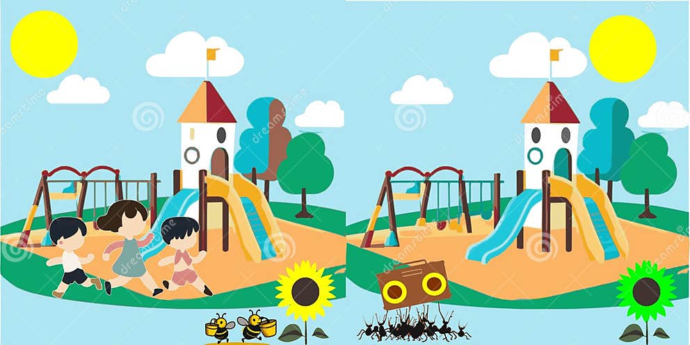 Spot the Difference Children Playground Vector Graphics Stock Illustration - Illustration of ...