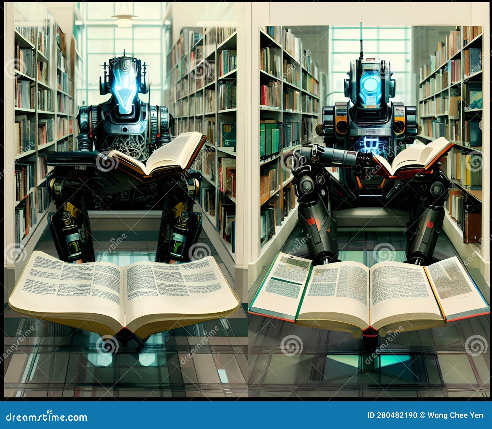 Spot the Difference Robot Reading Books Illustration Stock Illustration ...
