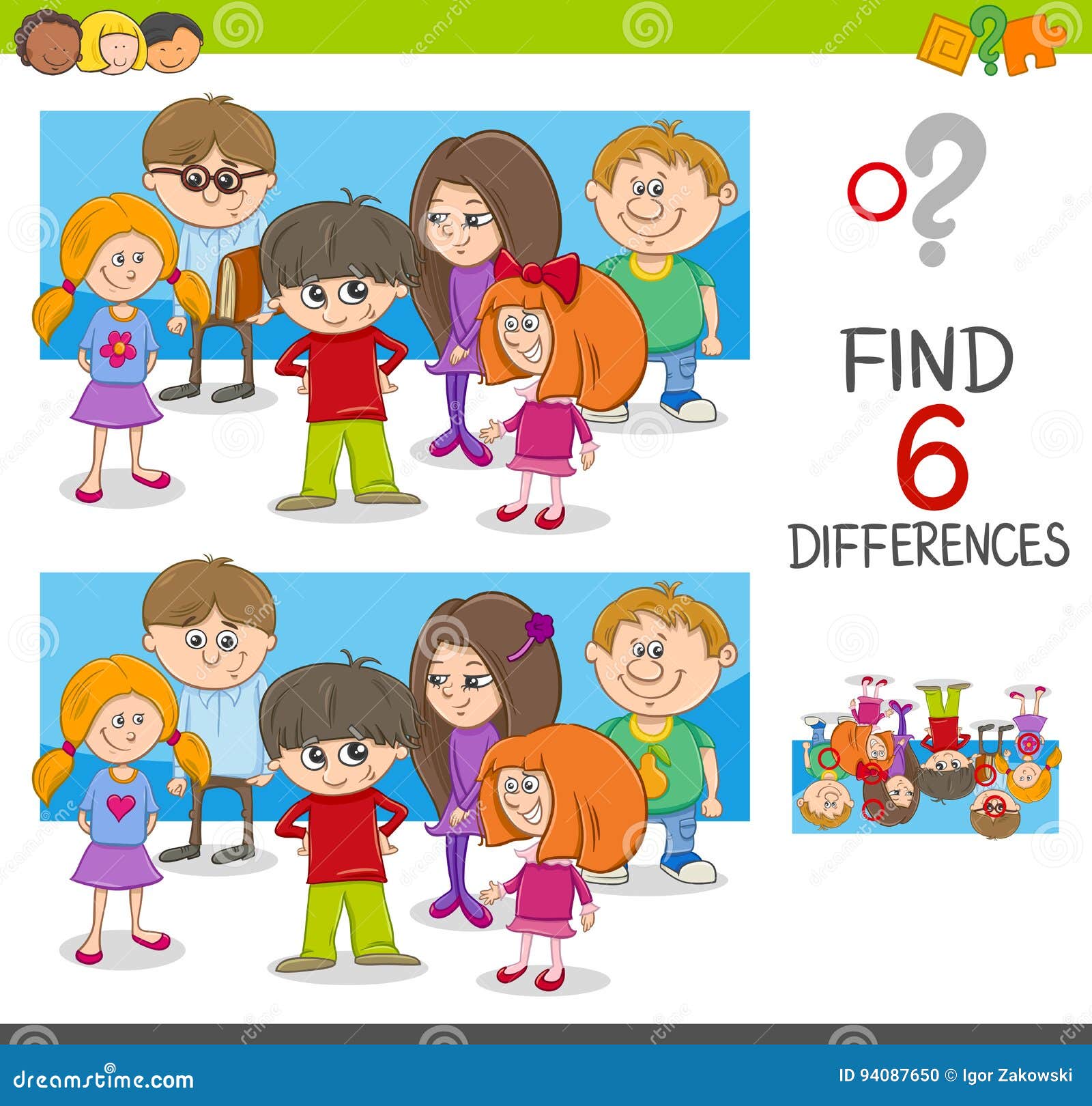 Spot the Differences Activity Stock Vector - Illustration of character ...