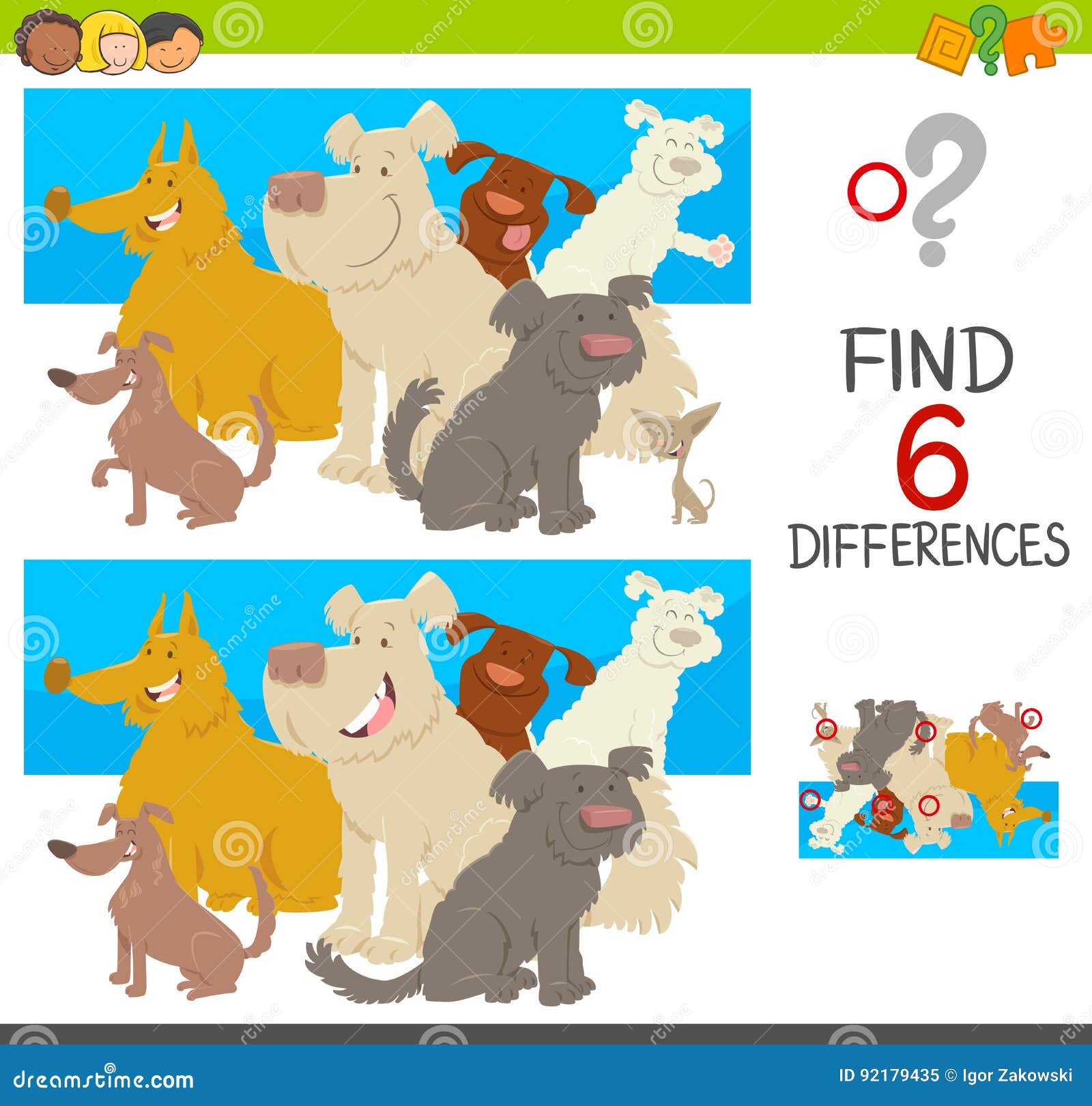Spot the Differences with Dogs Stock Vector - Illustration of education ... Spot the Differences with Dogs Stock Vector - Illustration of education ...