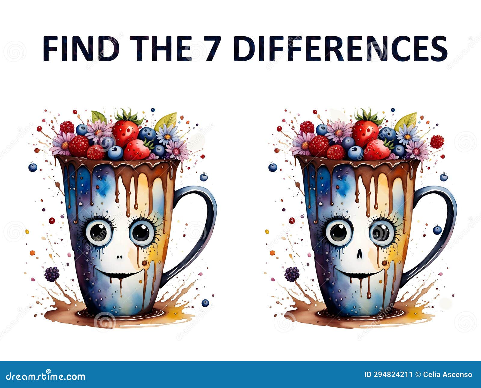 Circle 5 Differences Educational Game For Preschool Children Picture ...