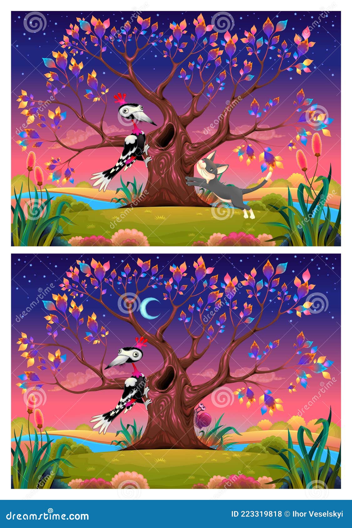 Spot the differences stock vector. Illustration of animal - 223319818