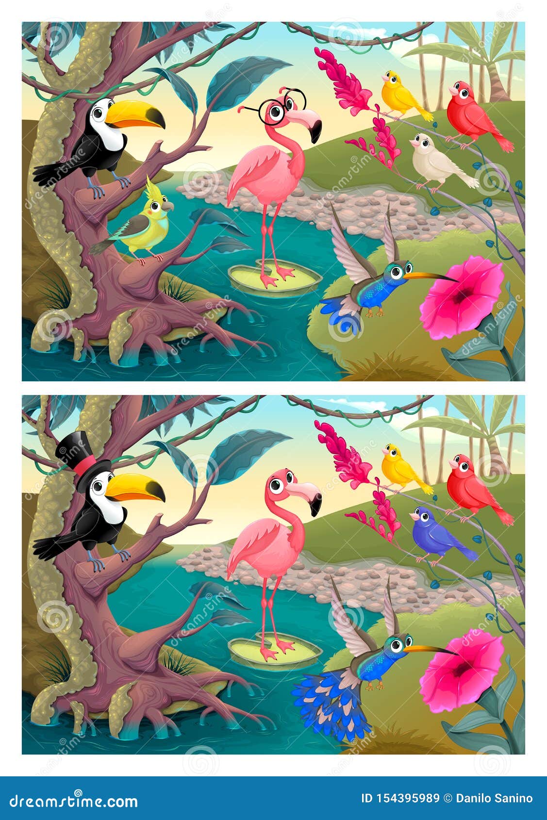 Spot the differences stock vector. Illustration of landscape - 154395989