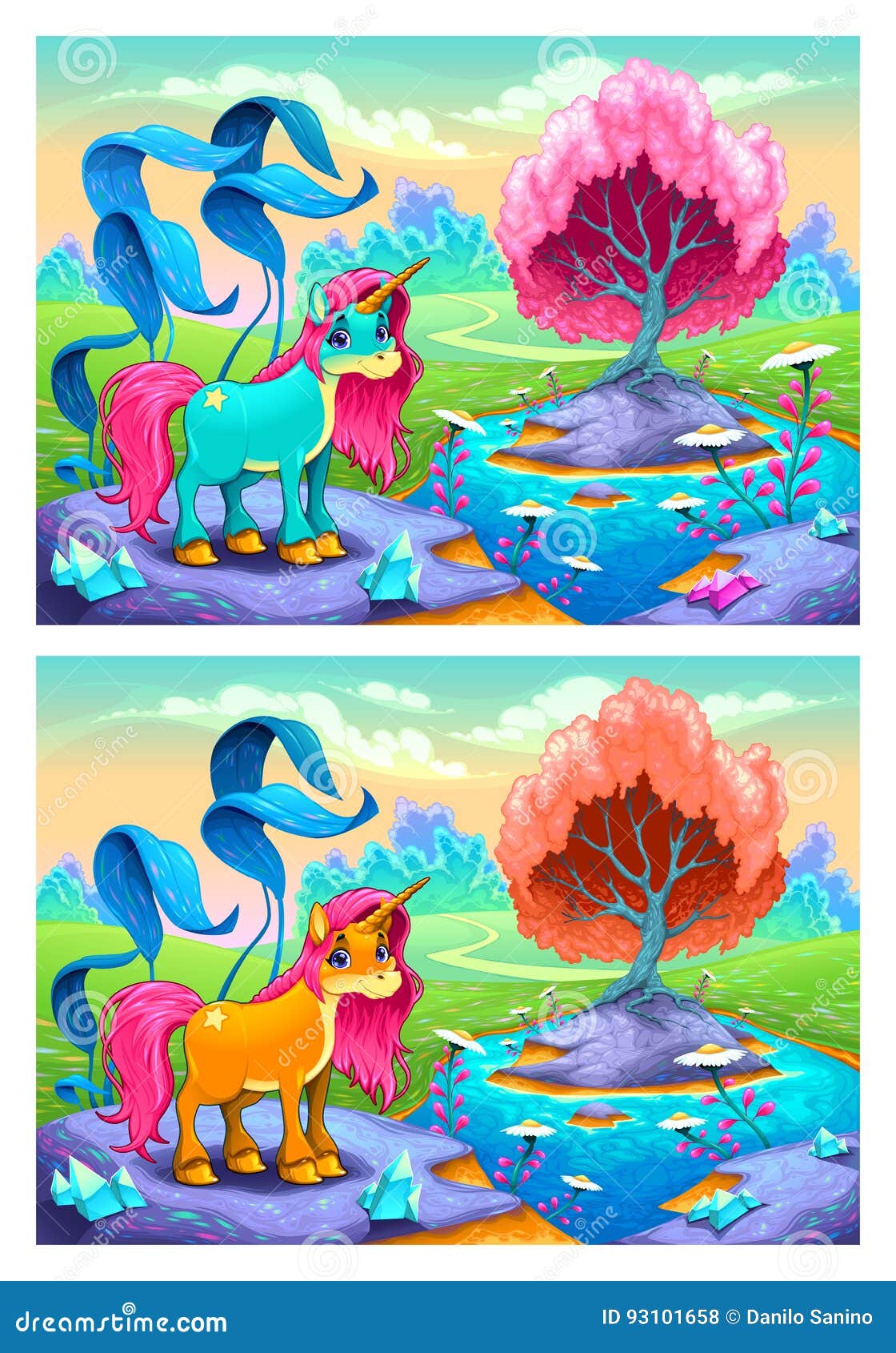 Spot the differences stock vector. Illustration of cartoon - 93101658