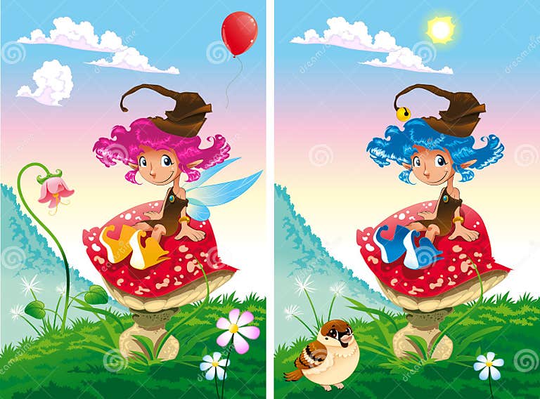 Spot the differences. stock vector. Illustration of fable - 46481109