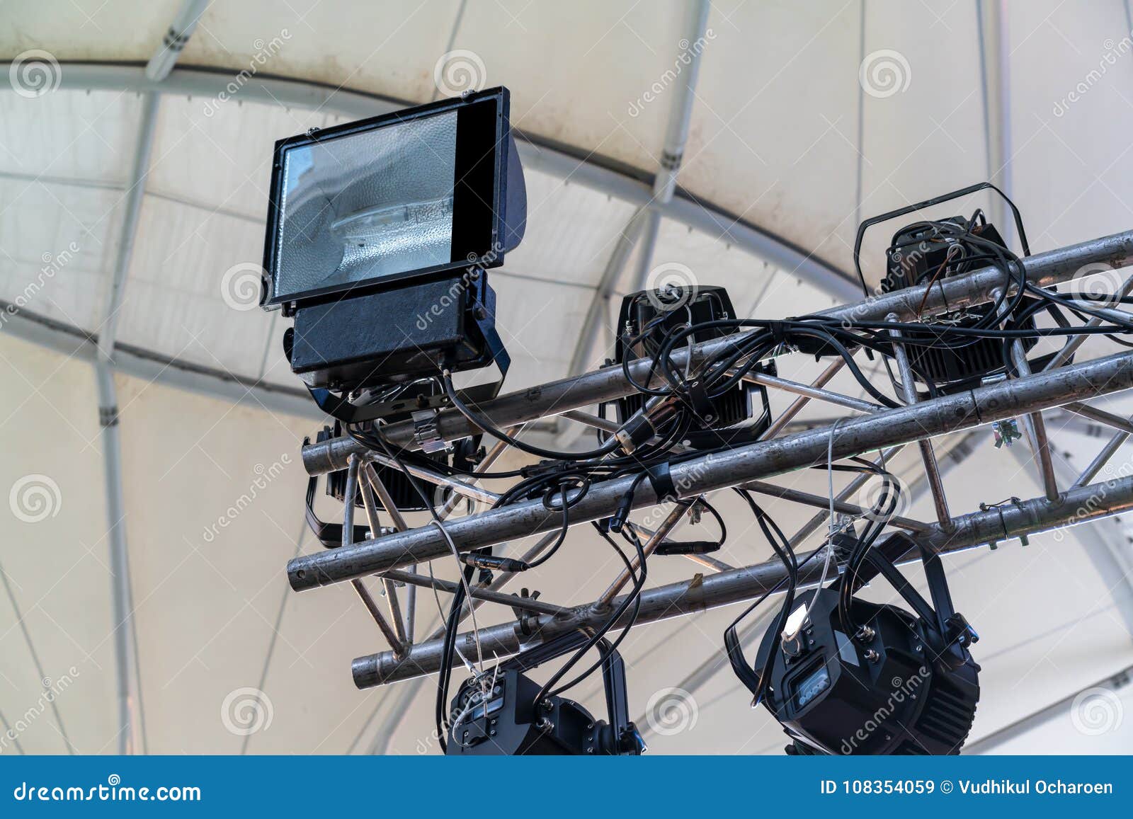 Spot Light System Mounted on Street Stage Structure Stock Image - Image ...