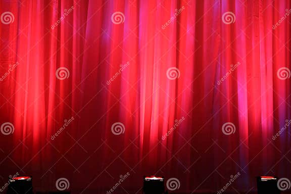 Spot lights on red curtain stock image. Image of contrast - 1238627
