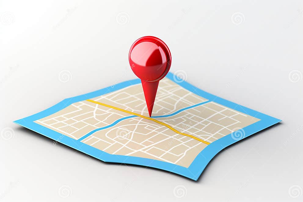 Spot Marked. 3D Map Pointer on White Background Signifies Location ...