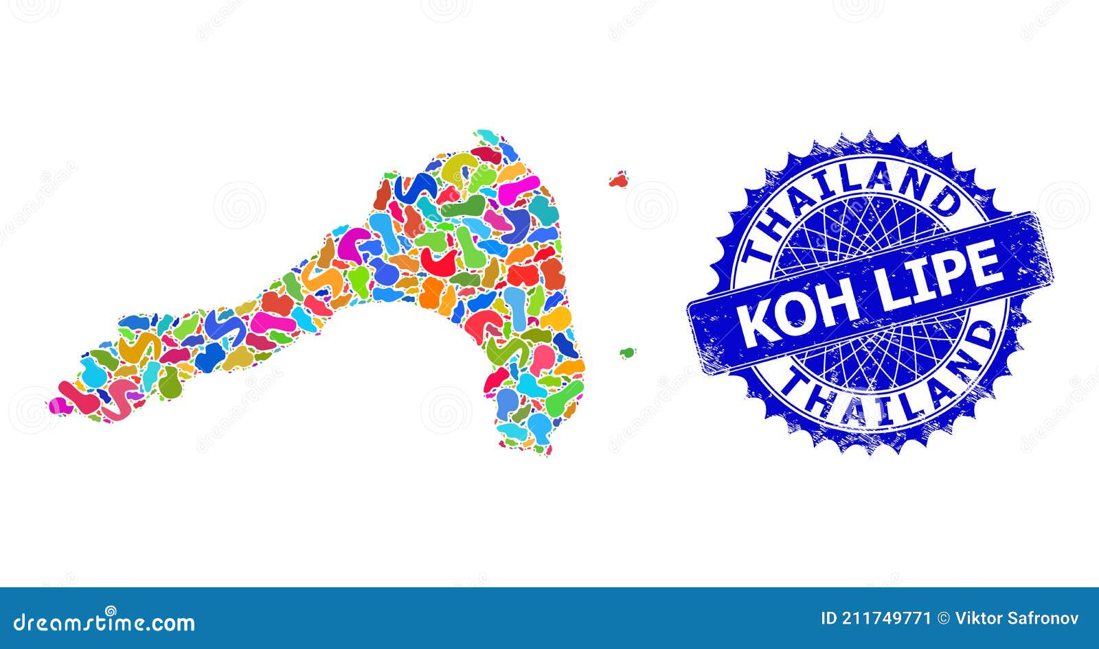 Spot Pattern Koh Lipe Map and Textured Stamp Stock Vector ...