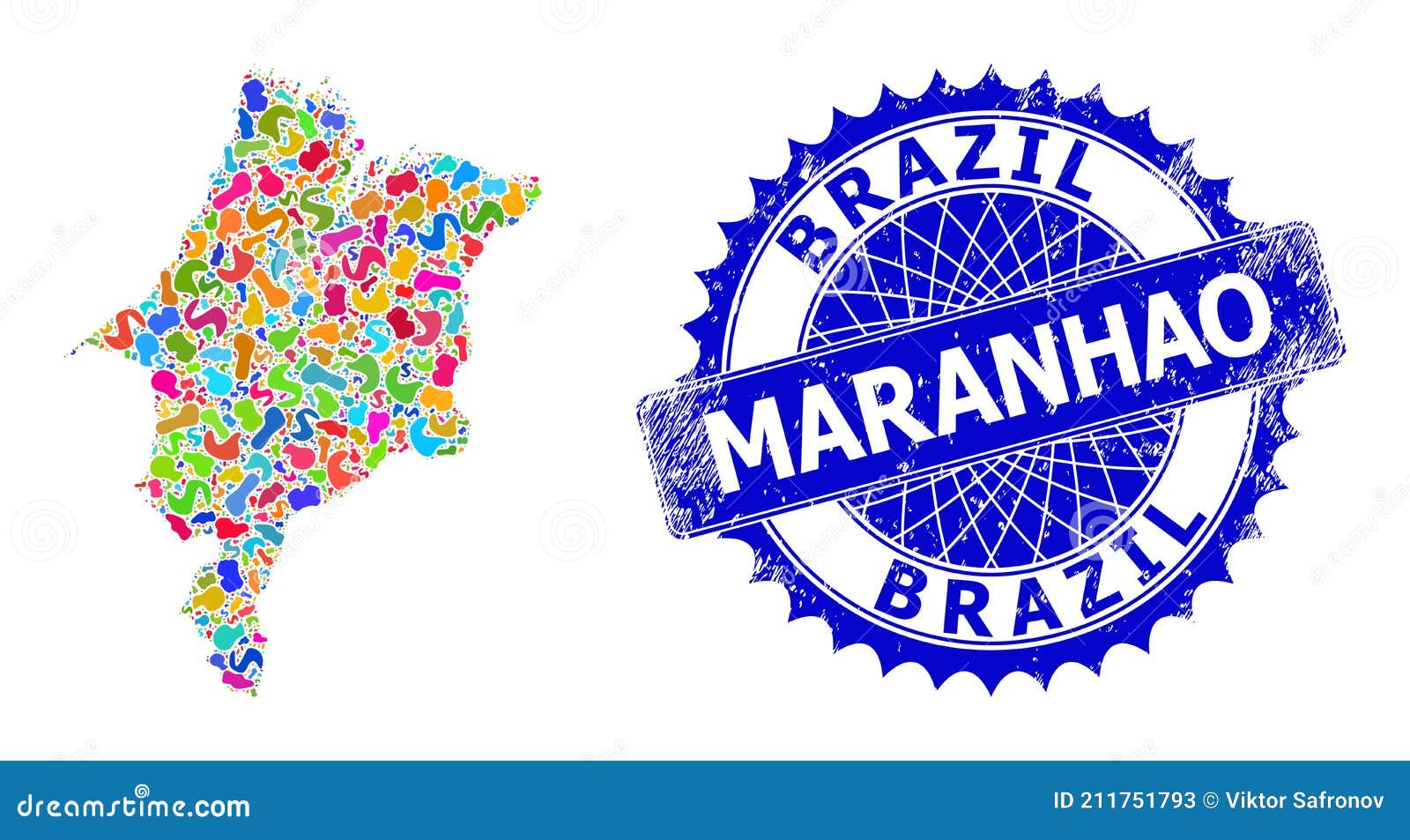 Spot Pattern Maranhao State Map and Scratched Stamp Stock Vector ...