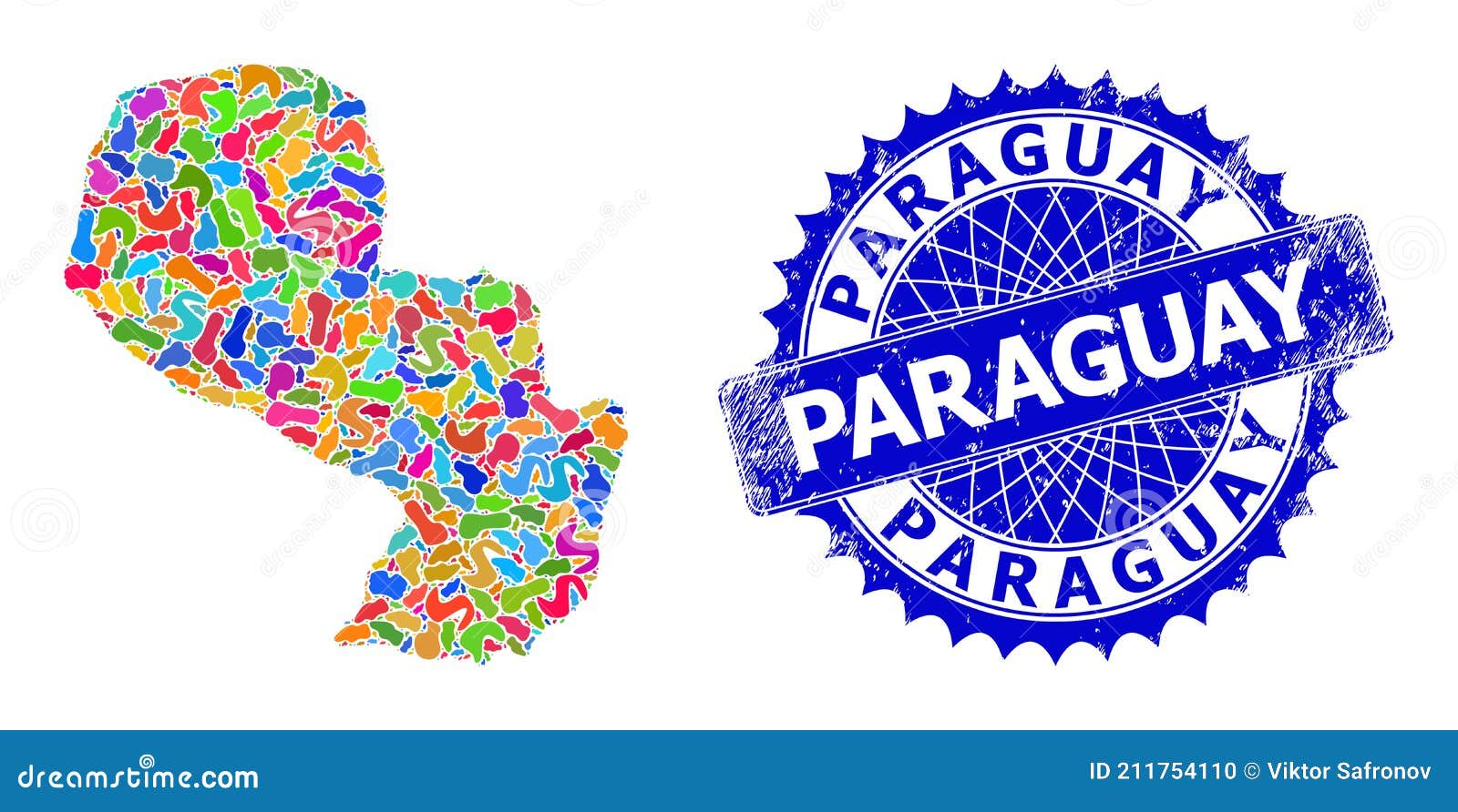 Spot Pattern Paraguay Map and Distress Seal Stock Vector - Illustration ...